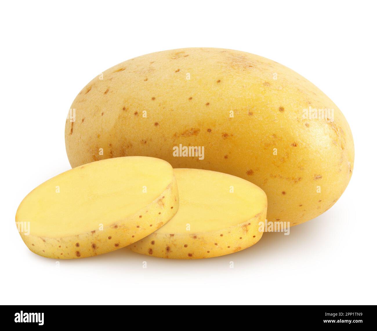 Isolated potatoes. Whole potatoe and slices isolated on white ...