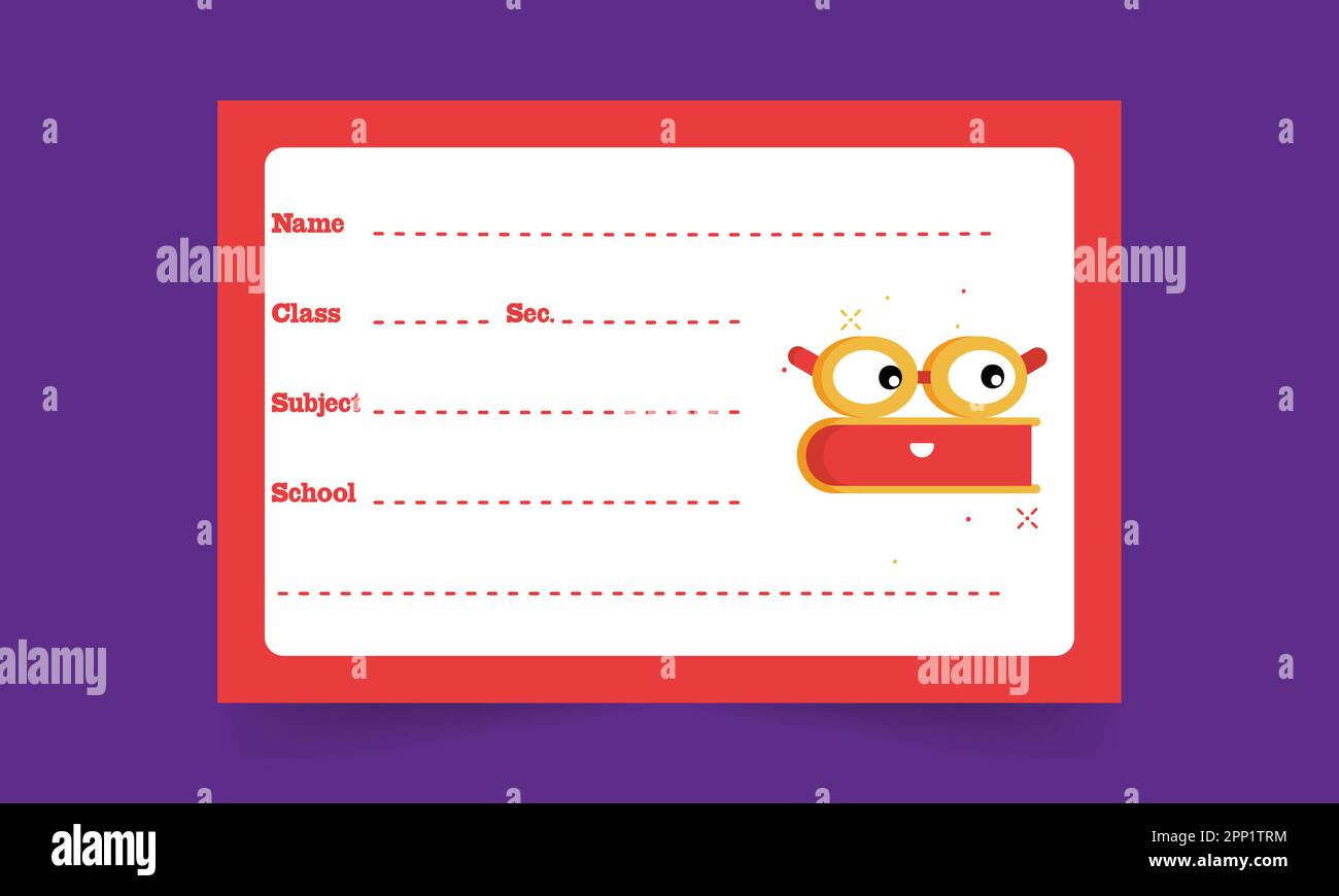 Mascot Book With Eye Glasses School Name Tag On Purple Background Stock ...