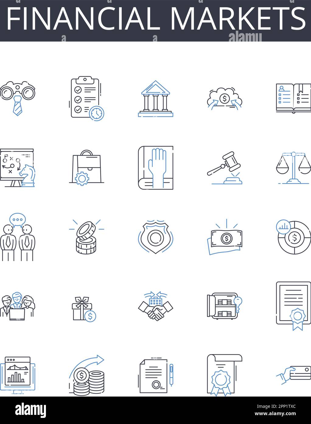 Financial markets line icons collection. Stock exchange, Investment ...