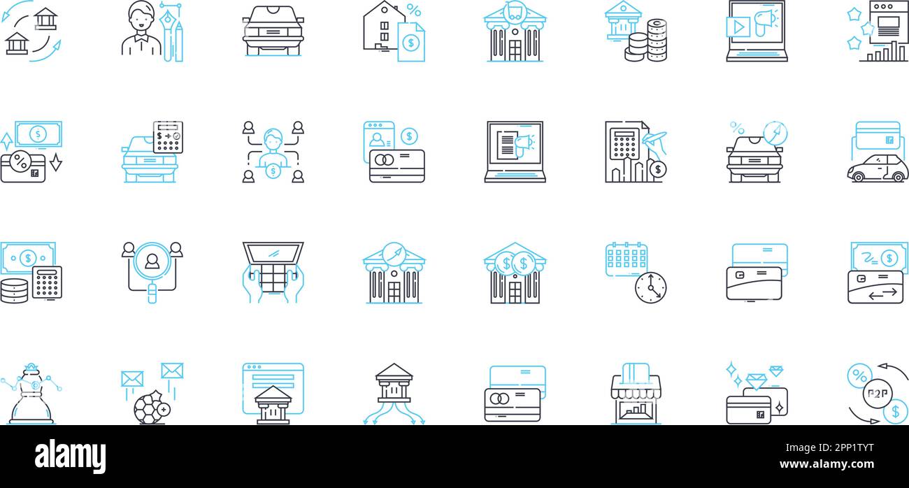 Accounting services linear icons set. Bookkeeping, Payroll, Taxation ...
