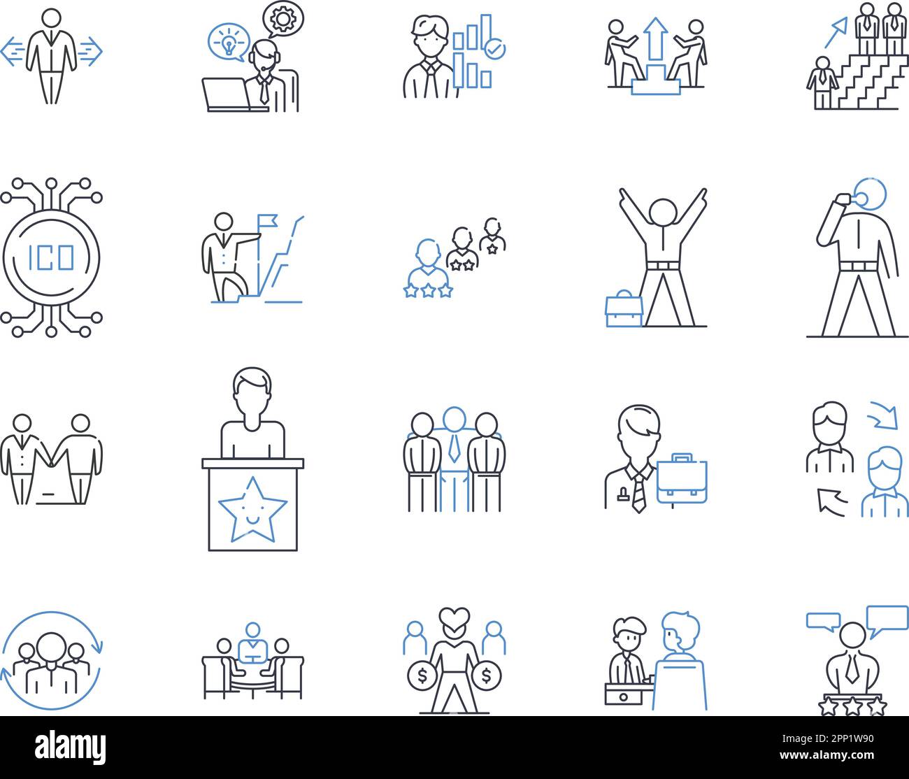 Desk bound line icons collection. Static, Seated, Stagnant, Immobile ...