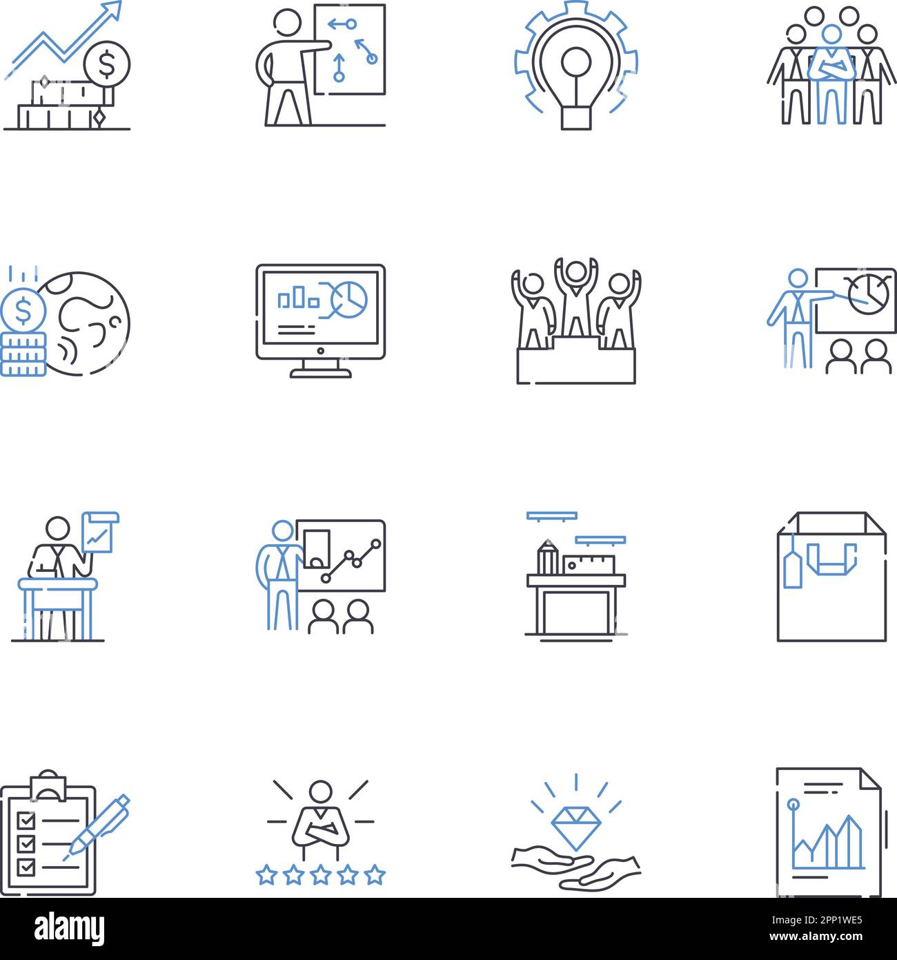 Administrative Management Line Icons Collection Efficiency Organization Coordination
