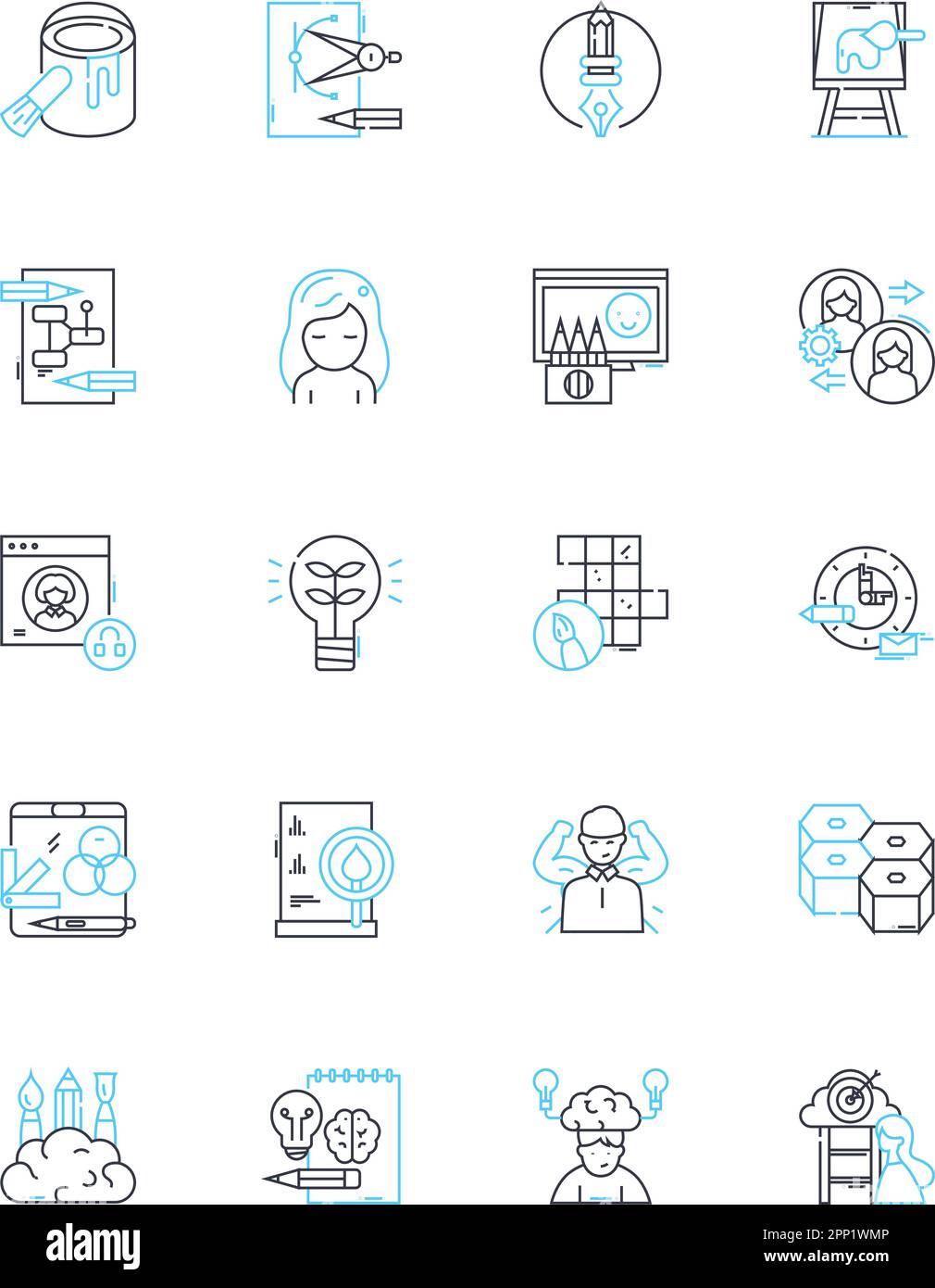 Nonconventional design linear icons set. Unique, Creative, Avant-garde ...