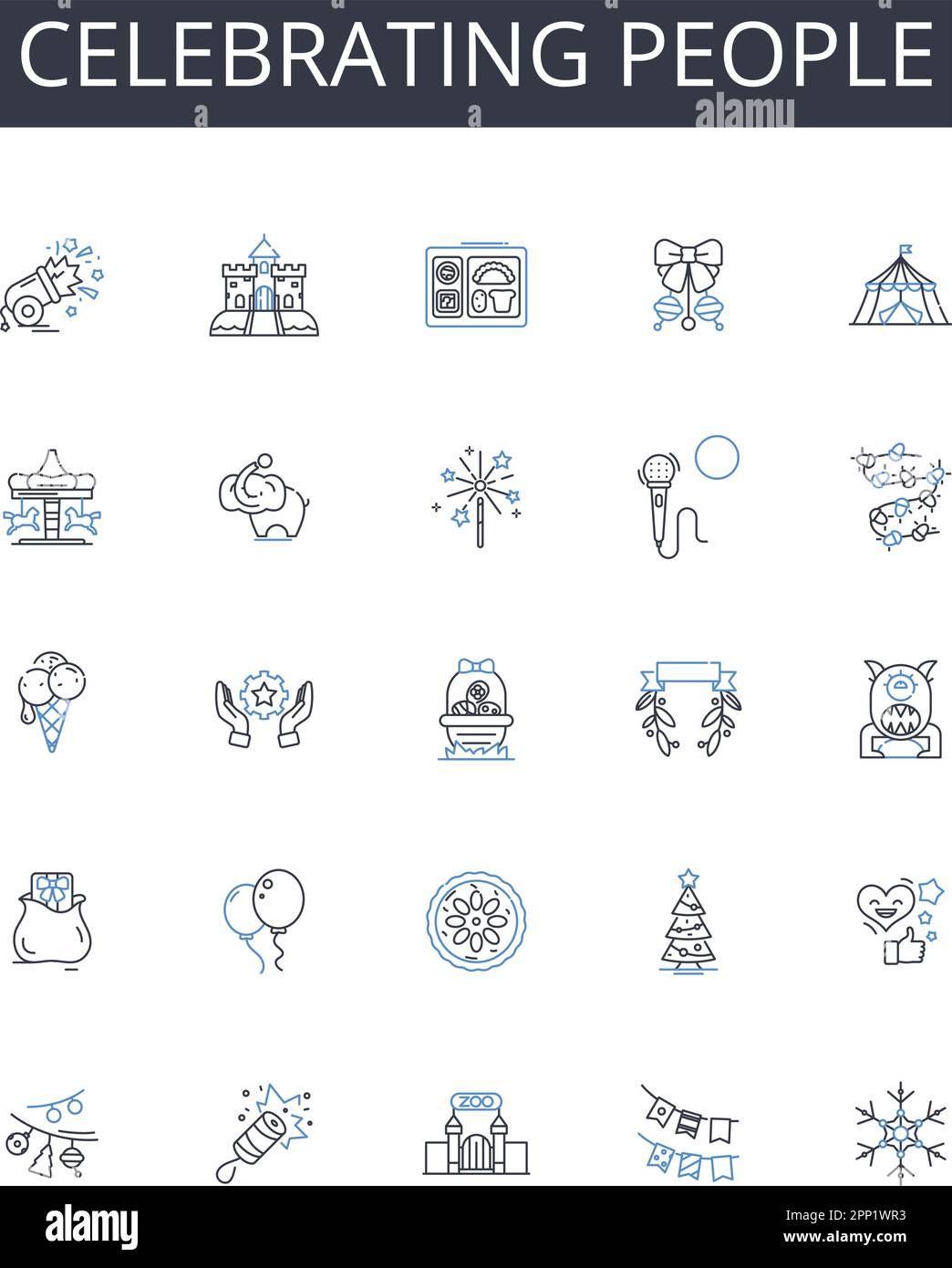 Celebrating people line icons collection. Applauding heroes, Honoring ...