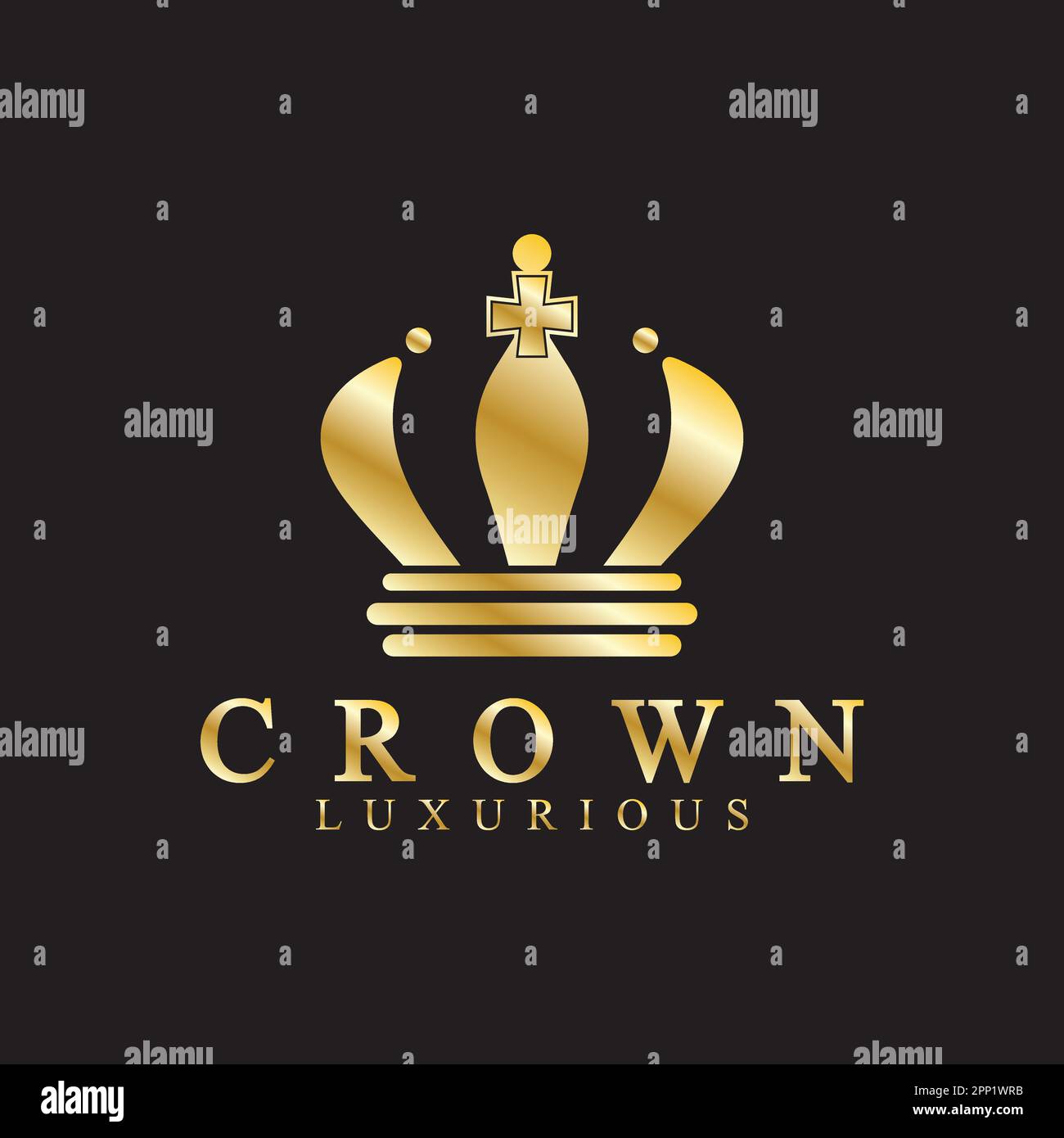 Gold crown icons. Queen king golden crowns luxury Logo Design Vector on ...