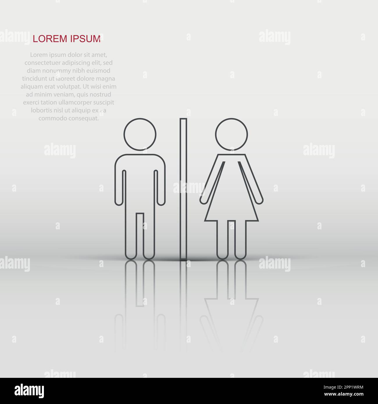 Vector WC, toilet icon in flat style. Men and women restroom sign ...