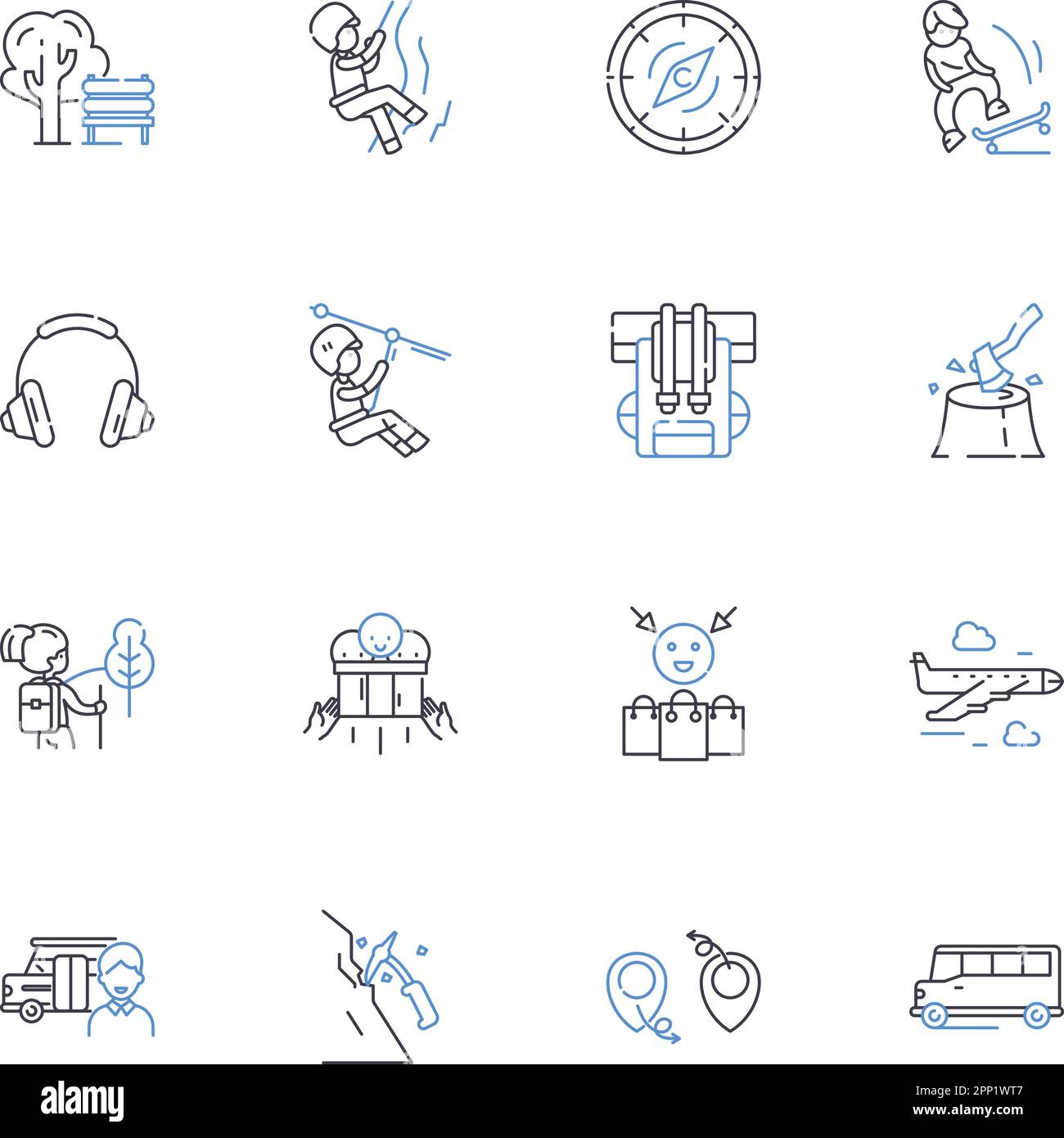 Carefree amusements line icons collection. Fun, Playful, Careless ...