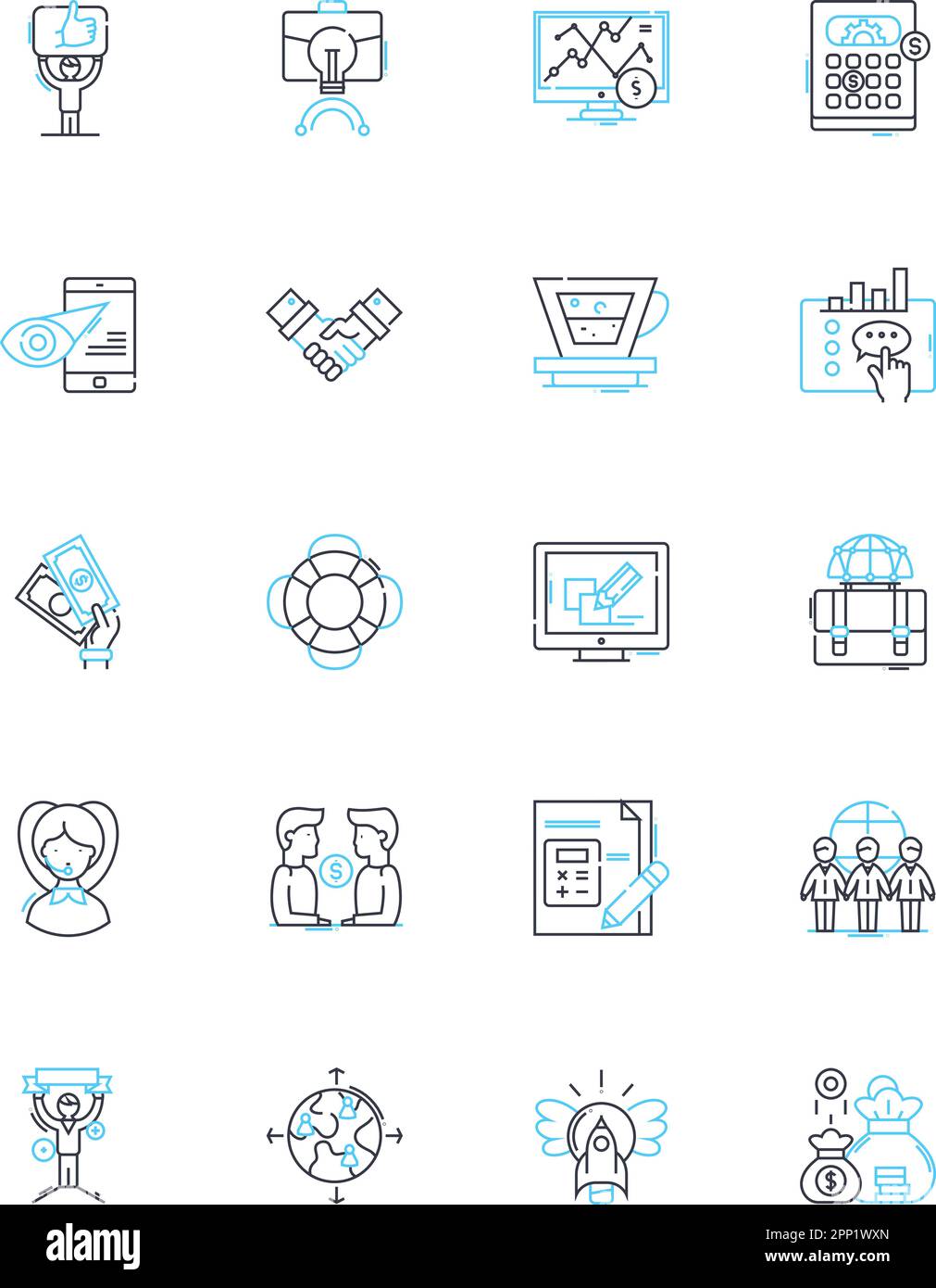 Economic unit linear icons set. Profitability, Efficiency ...