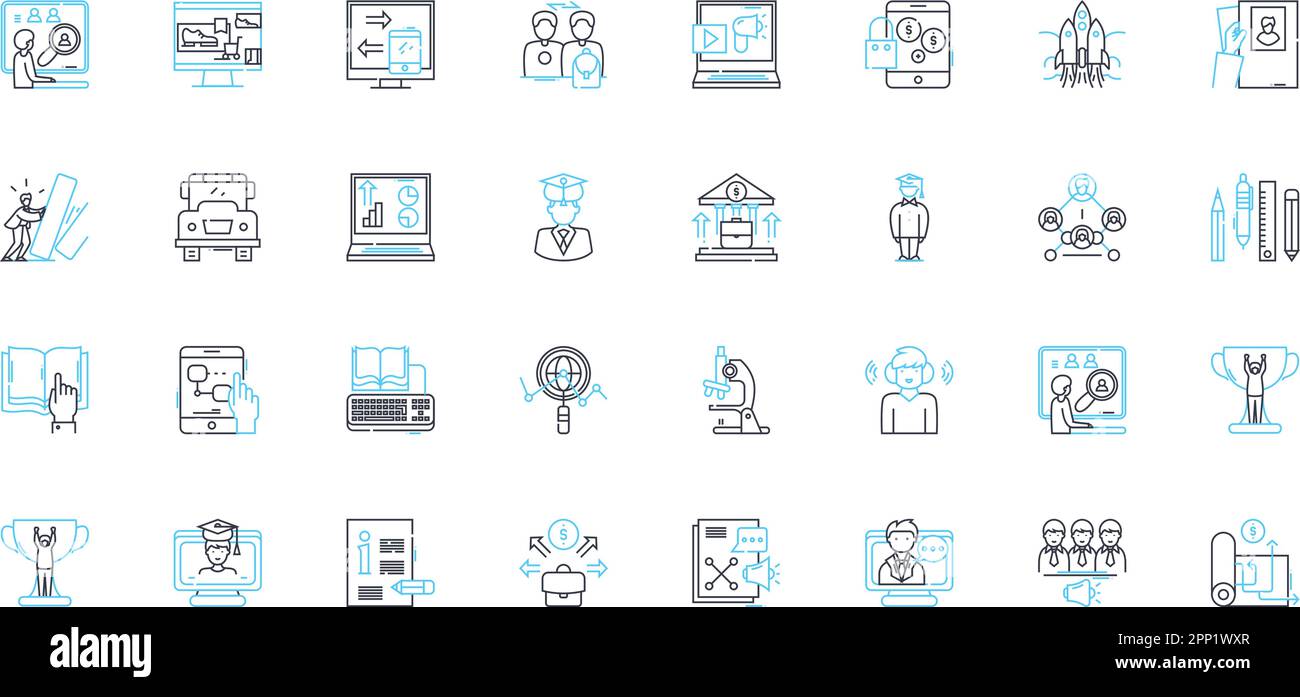 Commercial education linear icons set. Business, Economics, Finance ...