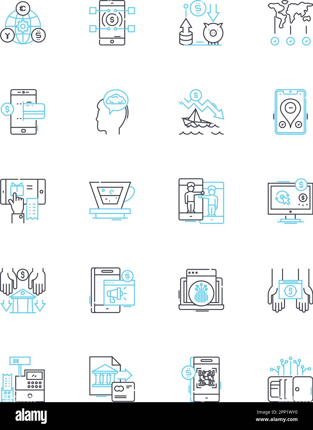 Electronic transfer linear icons set. Transfer, Electronic, Payment ...