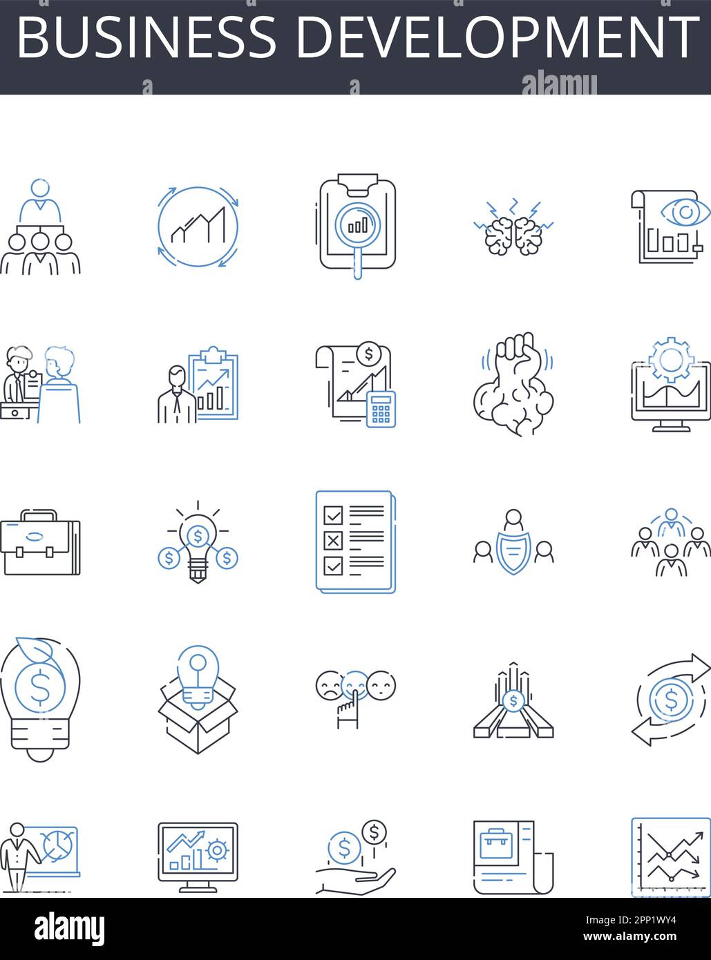 Business development line icons collection. Return, Restock, Refurbish ...