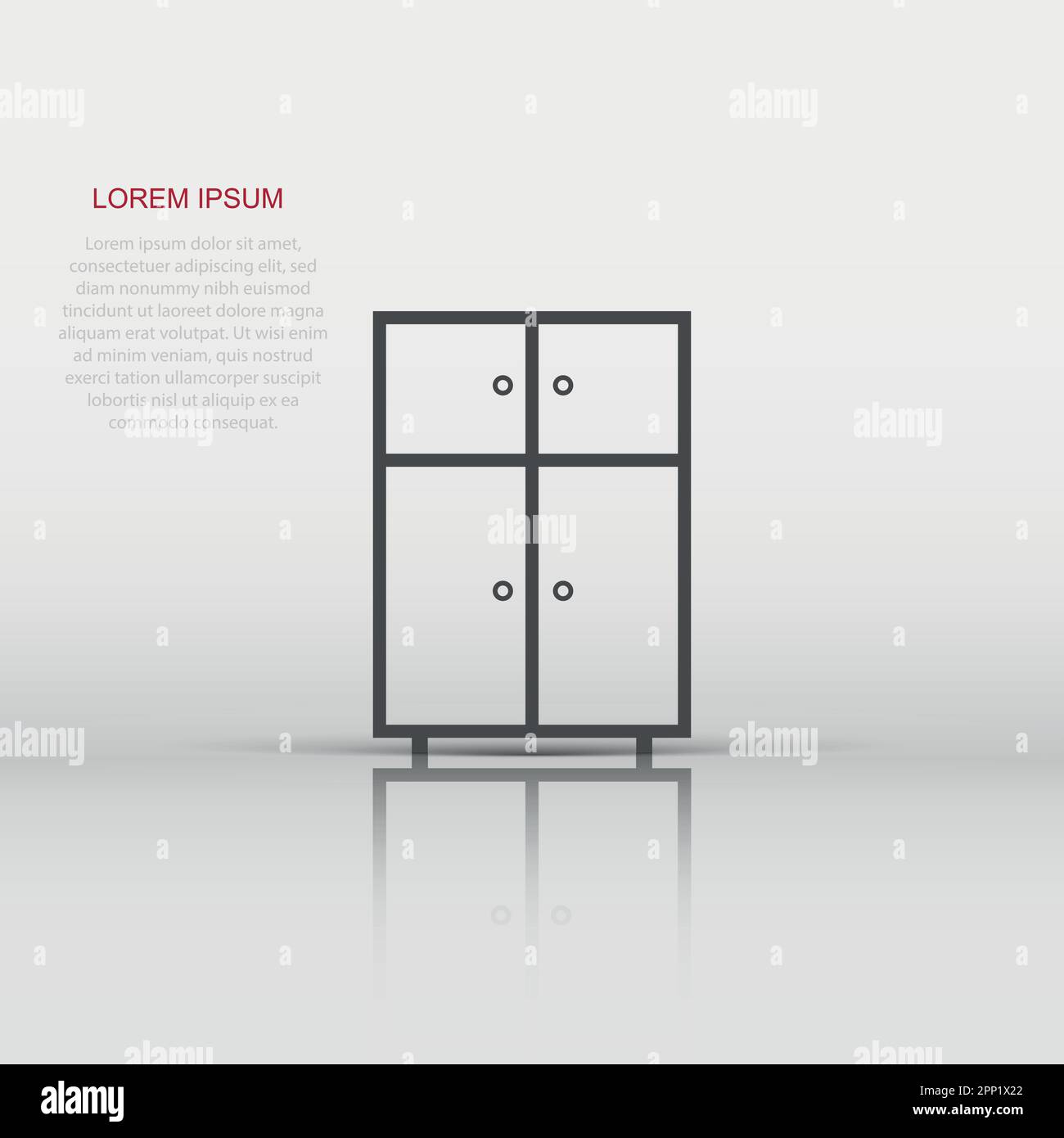 Vector cupboard furniture icon in flat style. Furniture sign ...