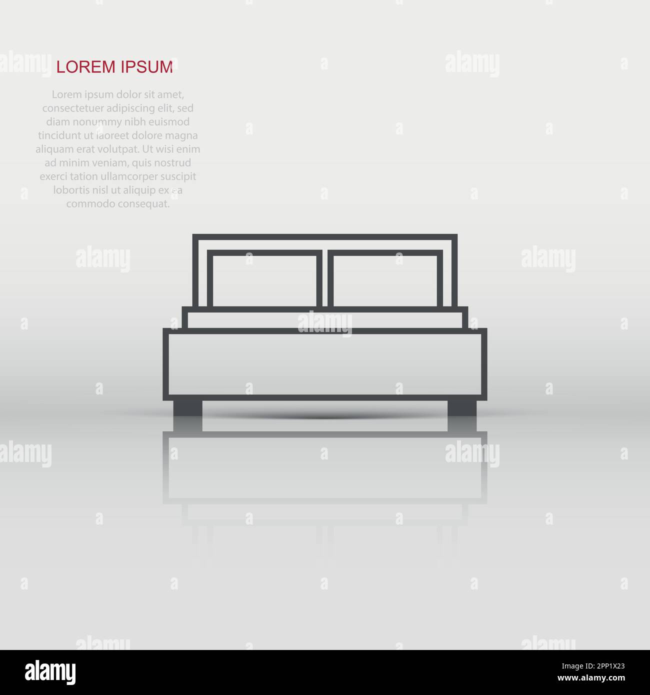 Vector bed icon in flat style. Bedroom sign illustration pictogram. Bed ...