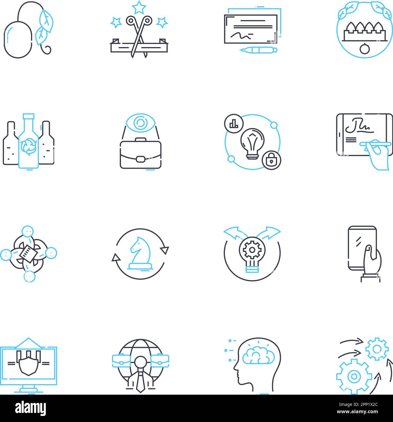 Computerized Connectedness Linear Icons Set Interconnectivity Integration Nerking Syncing