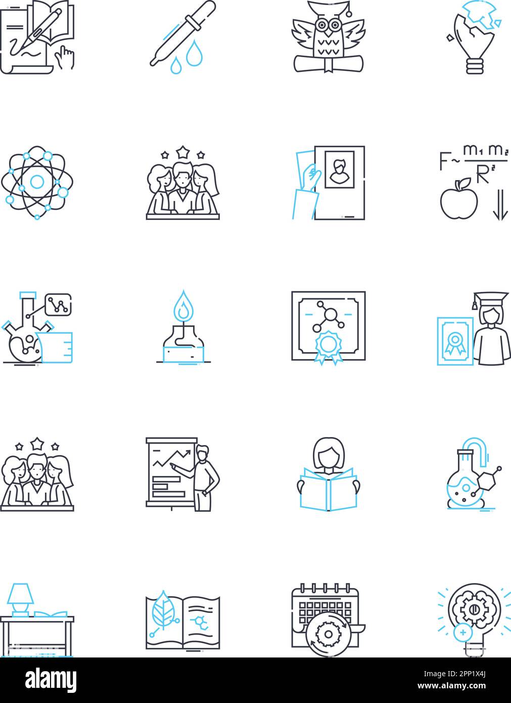 Online college linear icons set. E-learning, Distance education ...