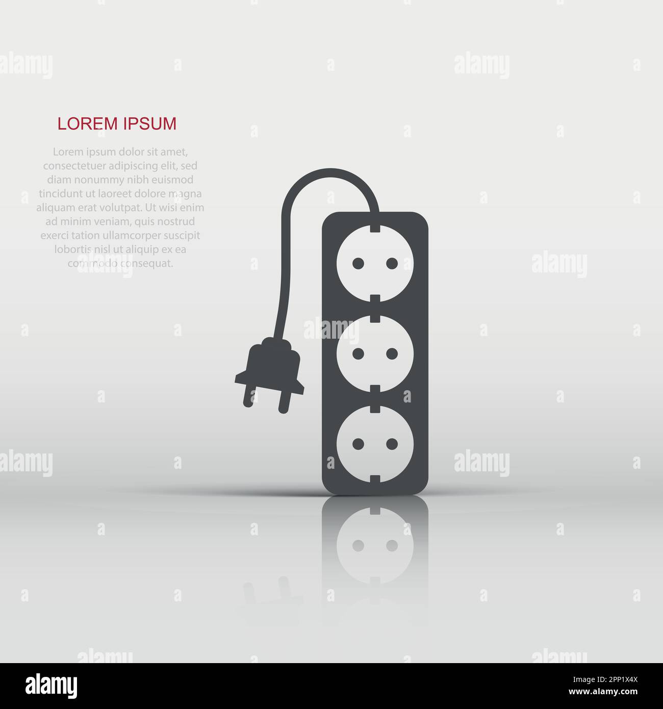 Vector extension cord sign icon in flat style. Electric power socket ...