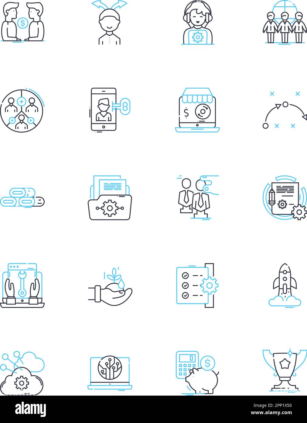 Rapid expansion linear icons set. Growth, Expansion, Acceleration ...