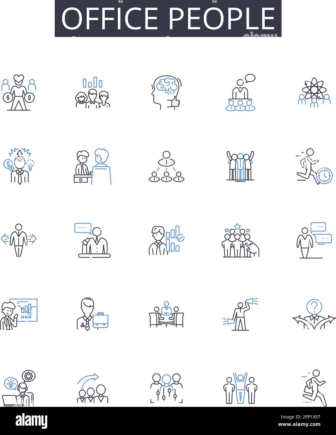 Office people line icons collection. White collar workers, Corporate ...