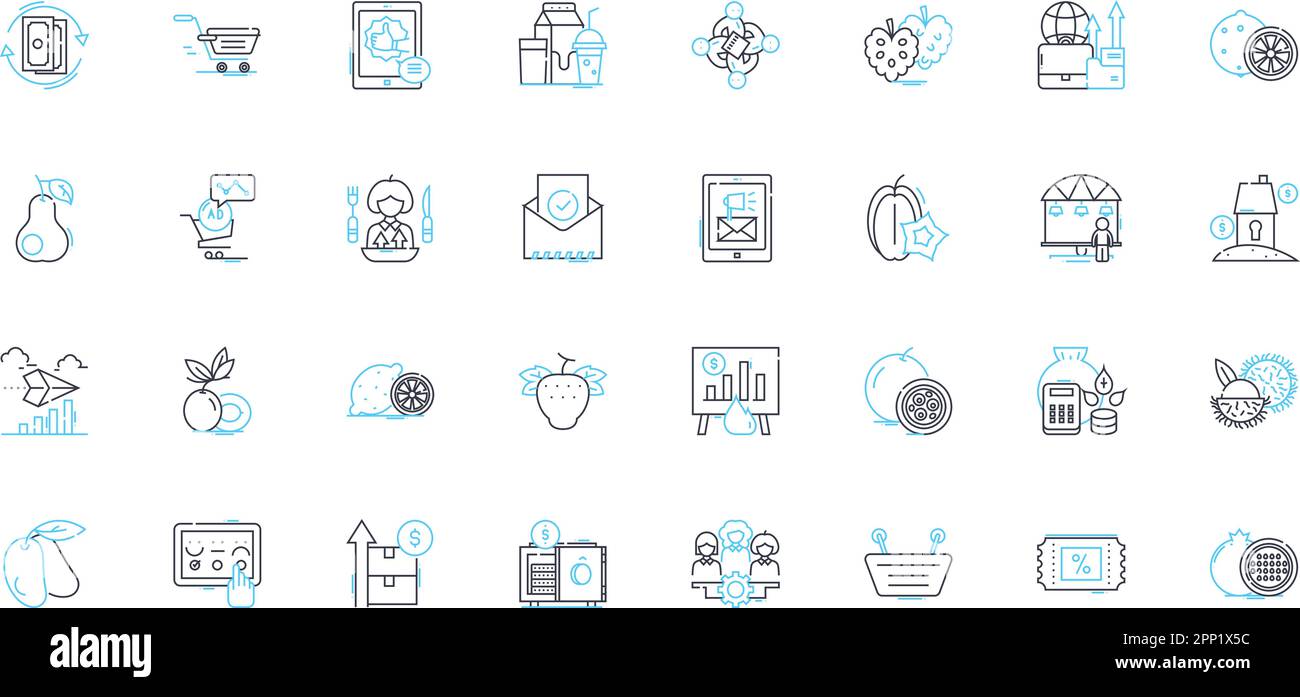 Commerce centers linear icons set. Logistics, Warehouse, Distribution ...