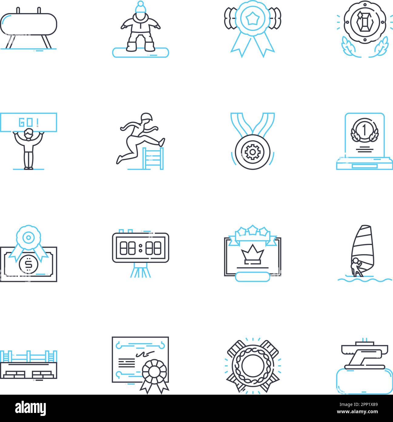 Victor linear icons set. Inventive, Intelligent, Ambitious, Brooding ...
