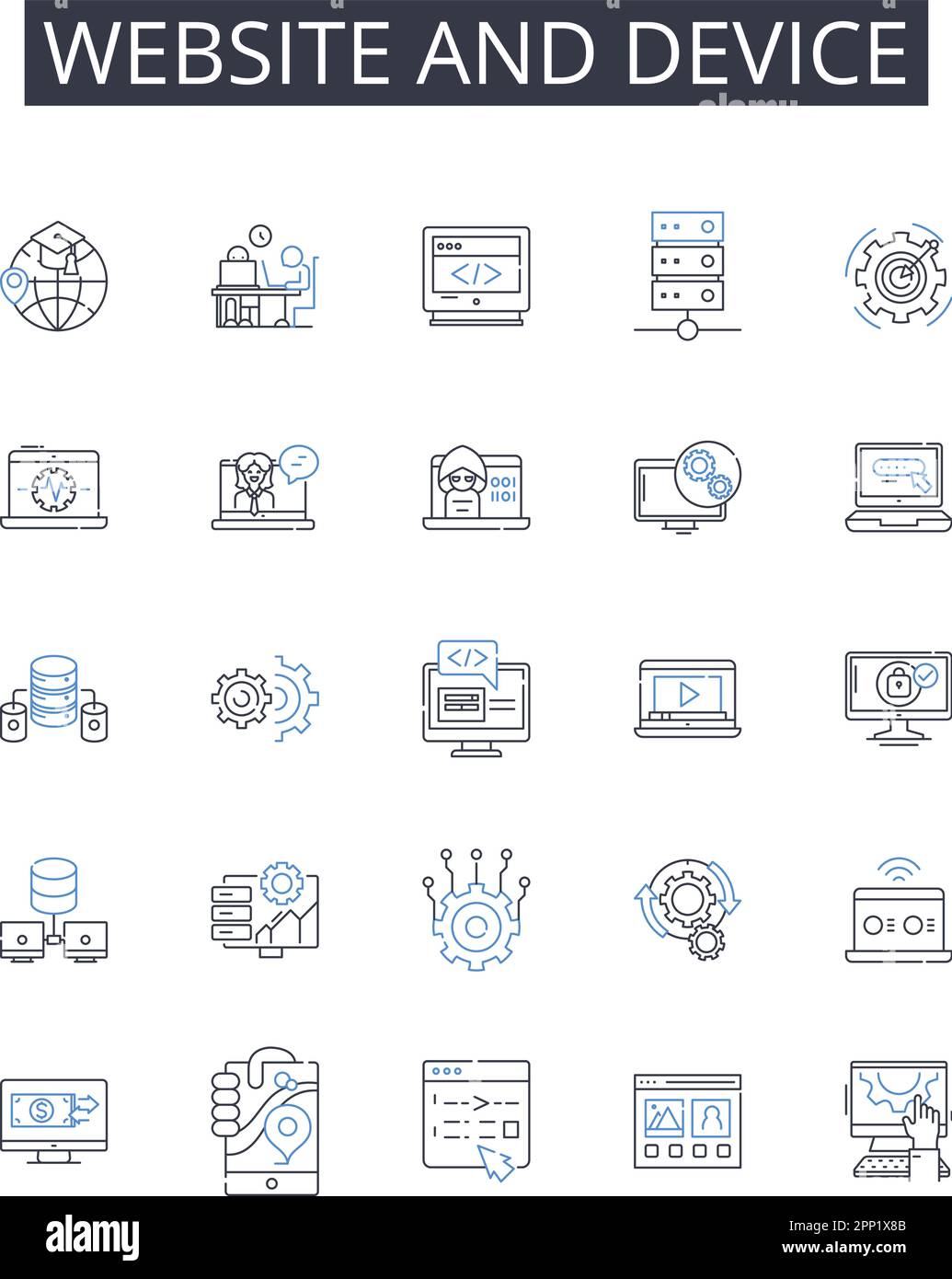Website and device line icons collection. Homepage, Platform, Online ... Website and device line icons collection. Homepage, Platform, Online ...