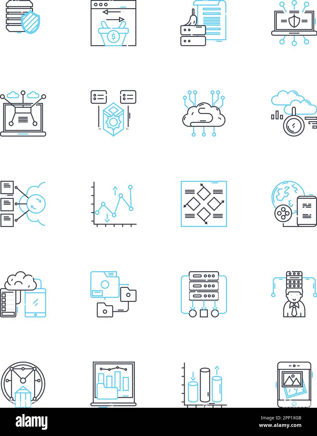 Nerk security linear icons set. Firewall, Encryption, Authentication ...