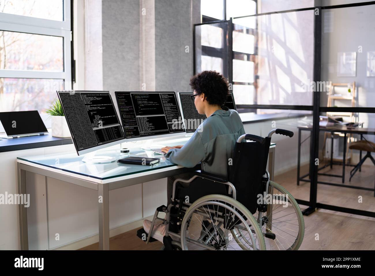 African American Woman Programmer. Girl Coding On Computer Stock Photo ...