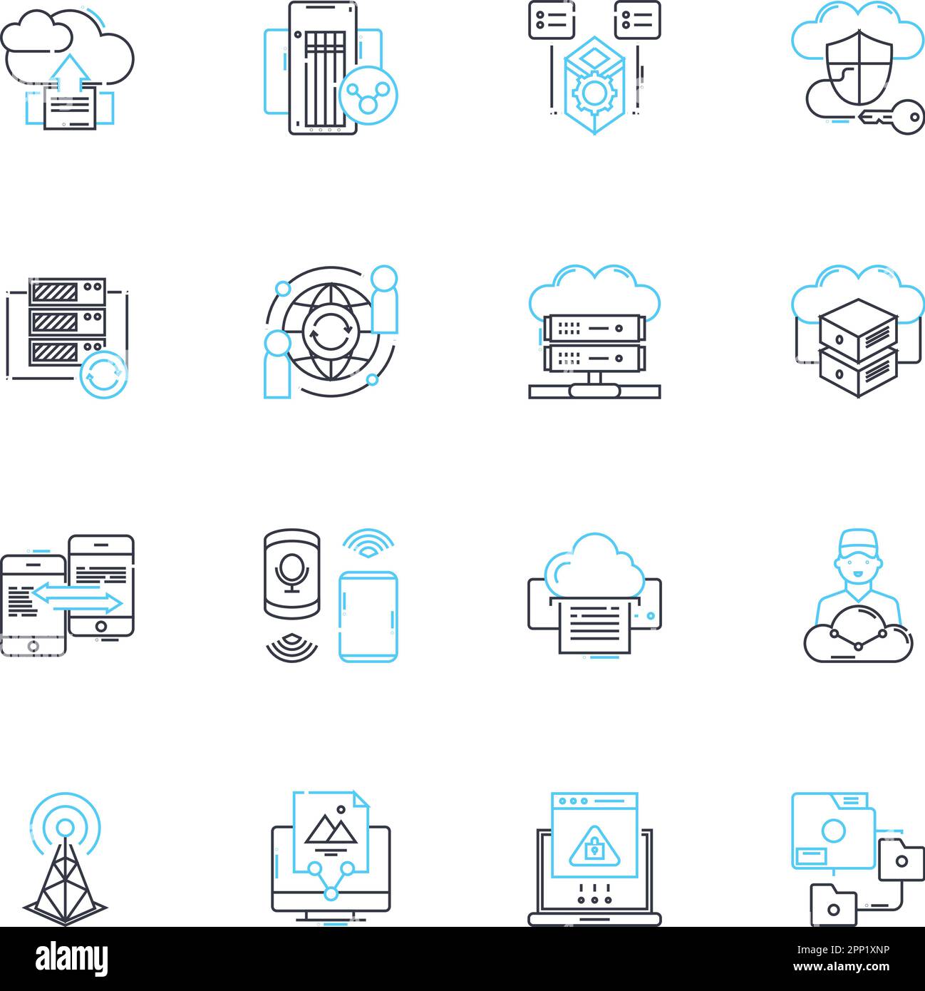 Password Protection Linear Icons Set Encryption Authentication