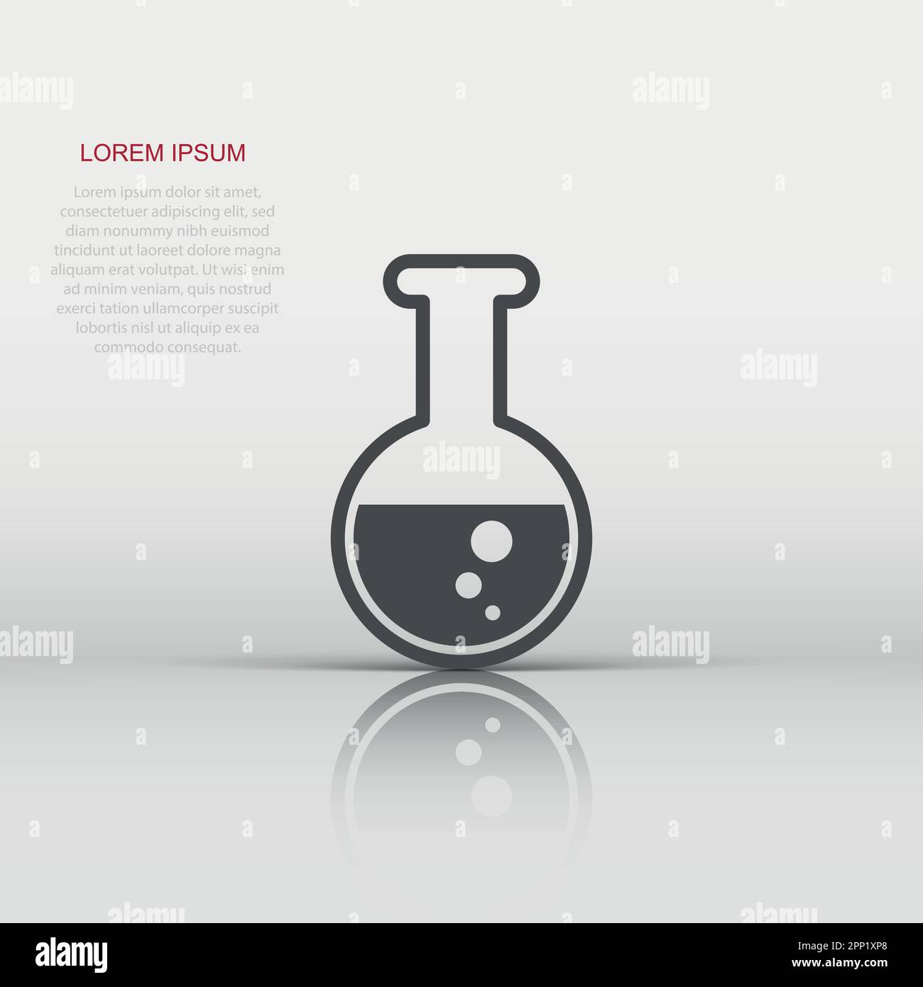 Vector chemical test tube icon in flat style. Laboratory glassware sign ...