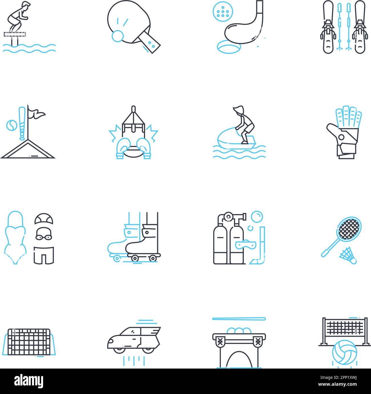 Athletic people linear icons set. Fit, Active, Energetic, Endurance ...