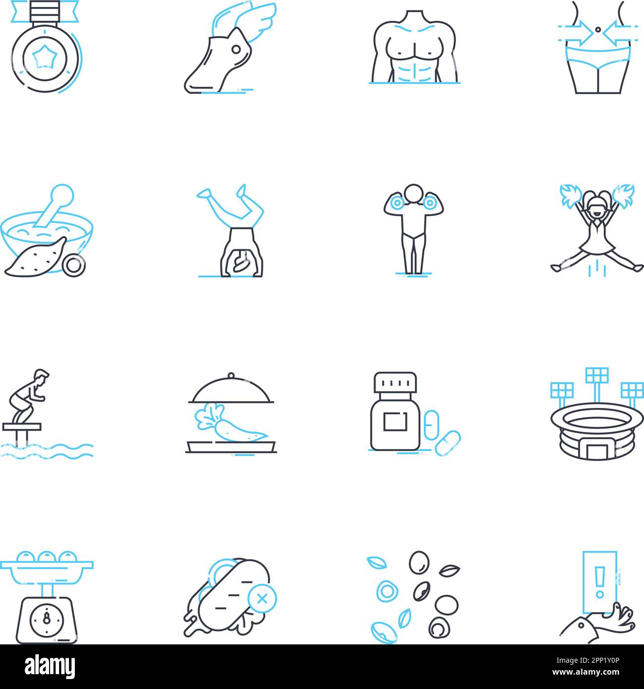 Nutritional intake linear icons set. Proteins, Carbohydrates, Fiber ...
