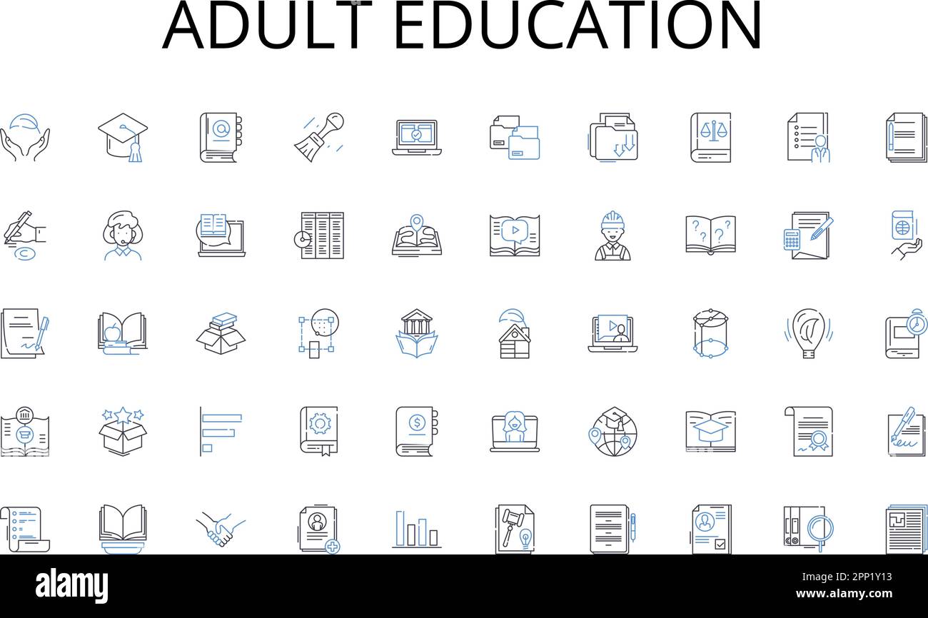 Adult Education Line Icons Collection Neural Nerks Algorithms Analytics Automation Big Data