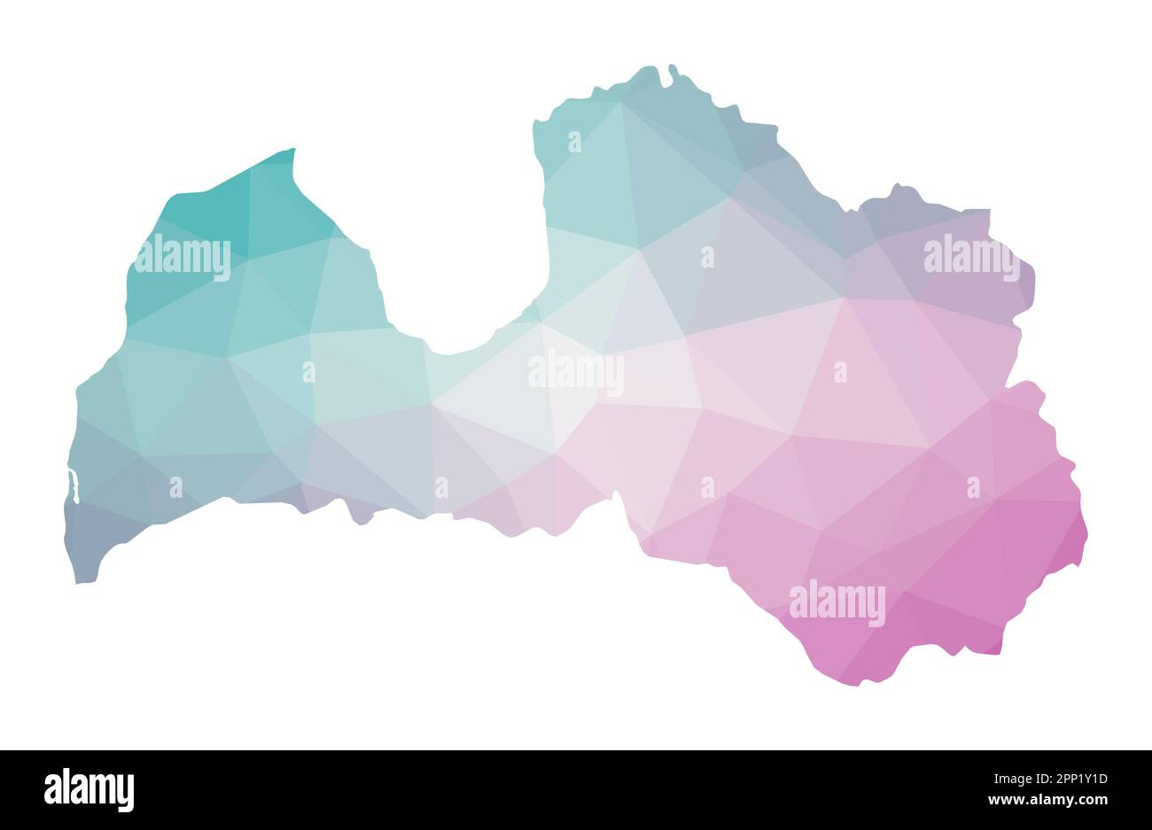 Polygonal map of Latvia. Geometric illustration of the country in ...