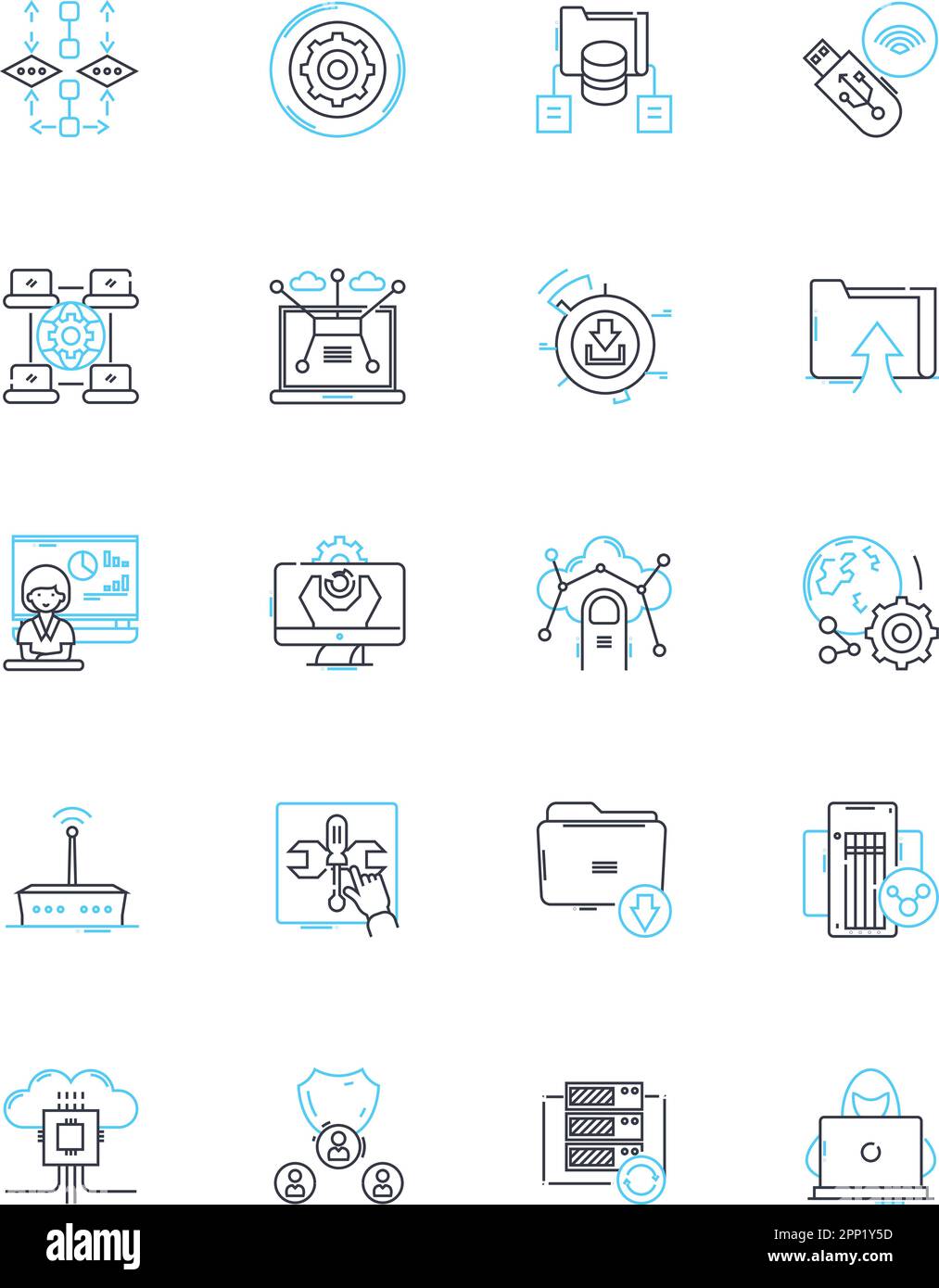 Circuit Linear Icons Set Electronics Compnts Current Resistance