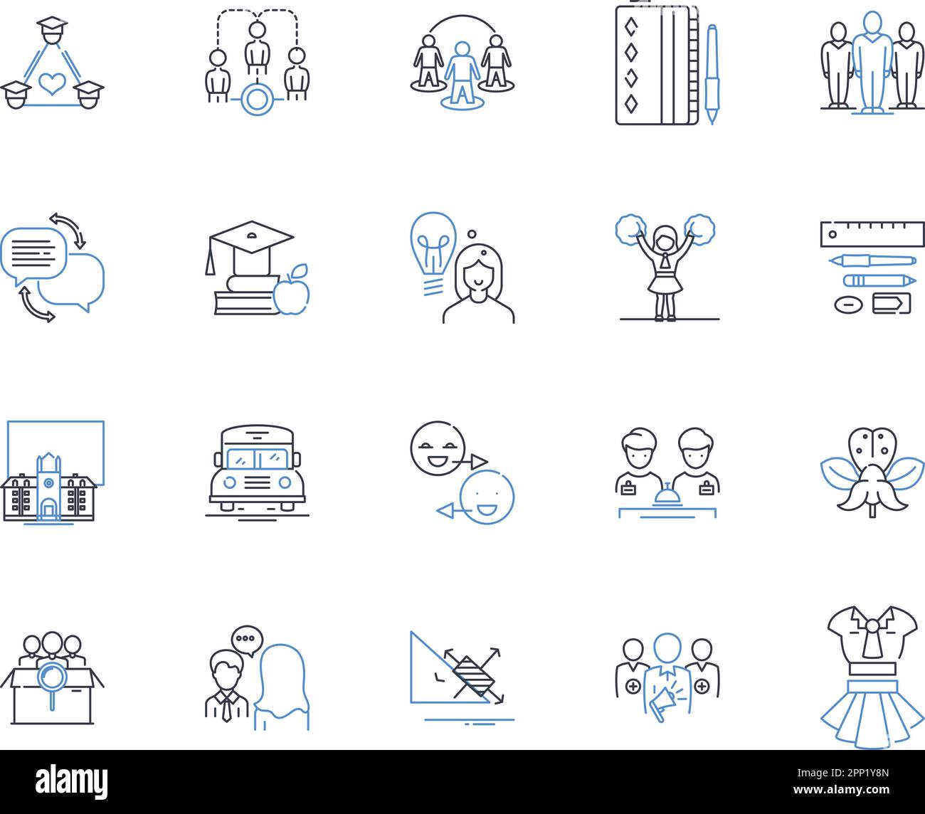 Education system line icons collection. curriculum , syllabus , teacher ...