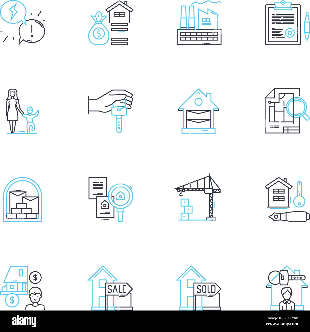Realty linear icons set. Property, Housing, Real estate, Realtor ...