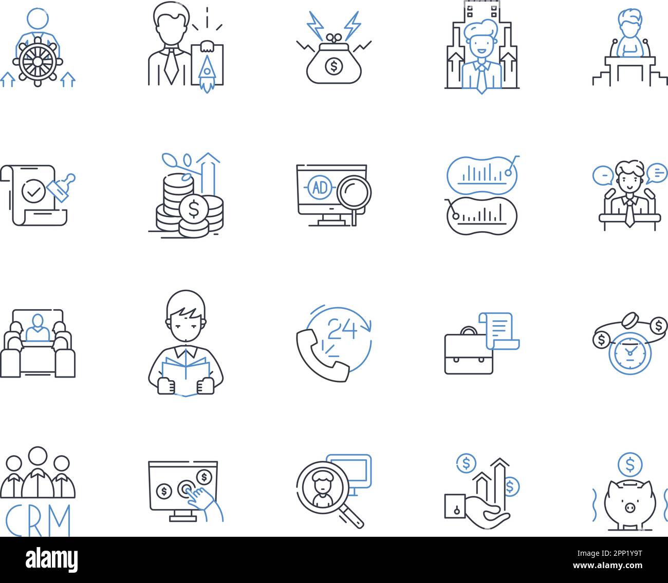 Staff elevation line icons collection. Promotion, Advancement ...