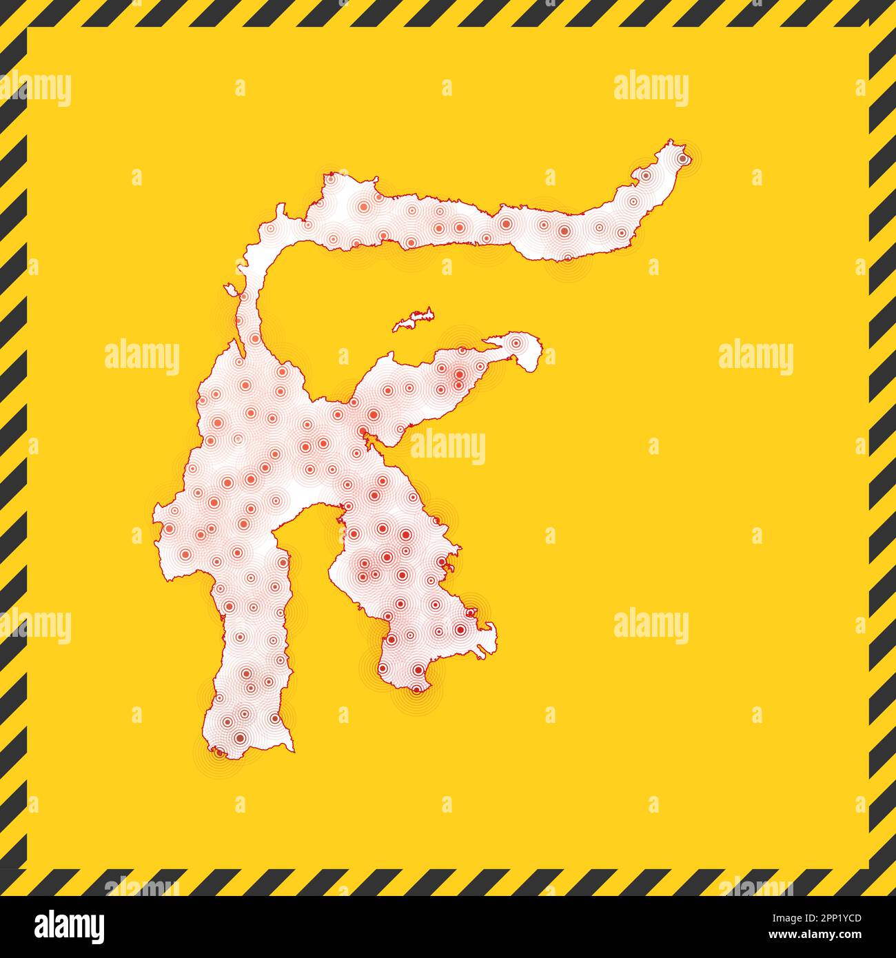 Sulawesi closed - virus danger sign. Lockdown island icon. Black ...