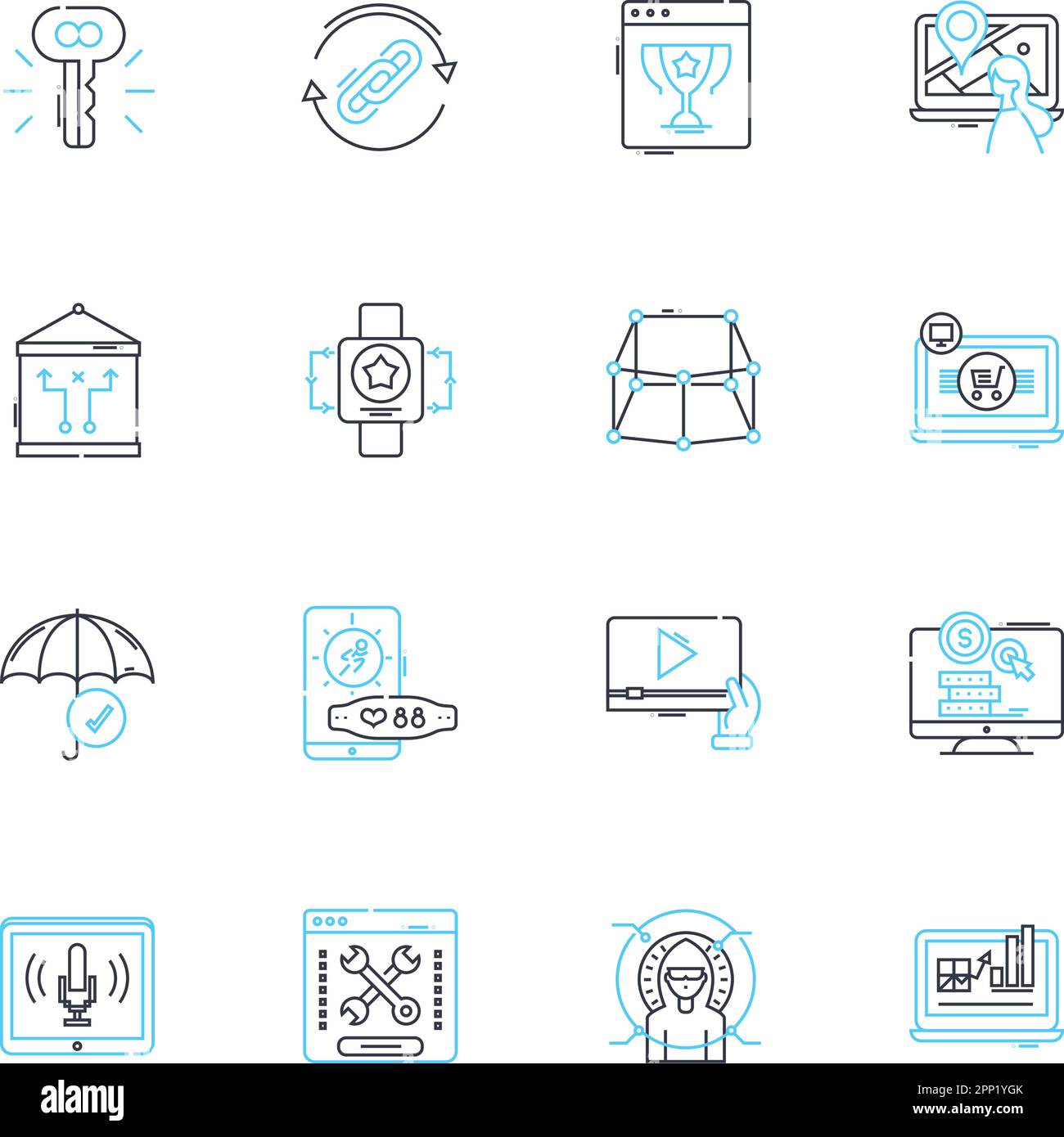 Service advertising linear icons set. Promote, Awareness, Campaign ...