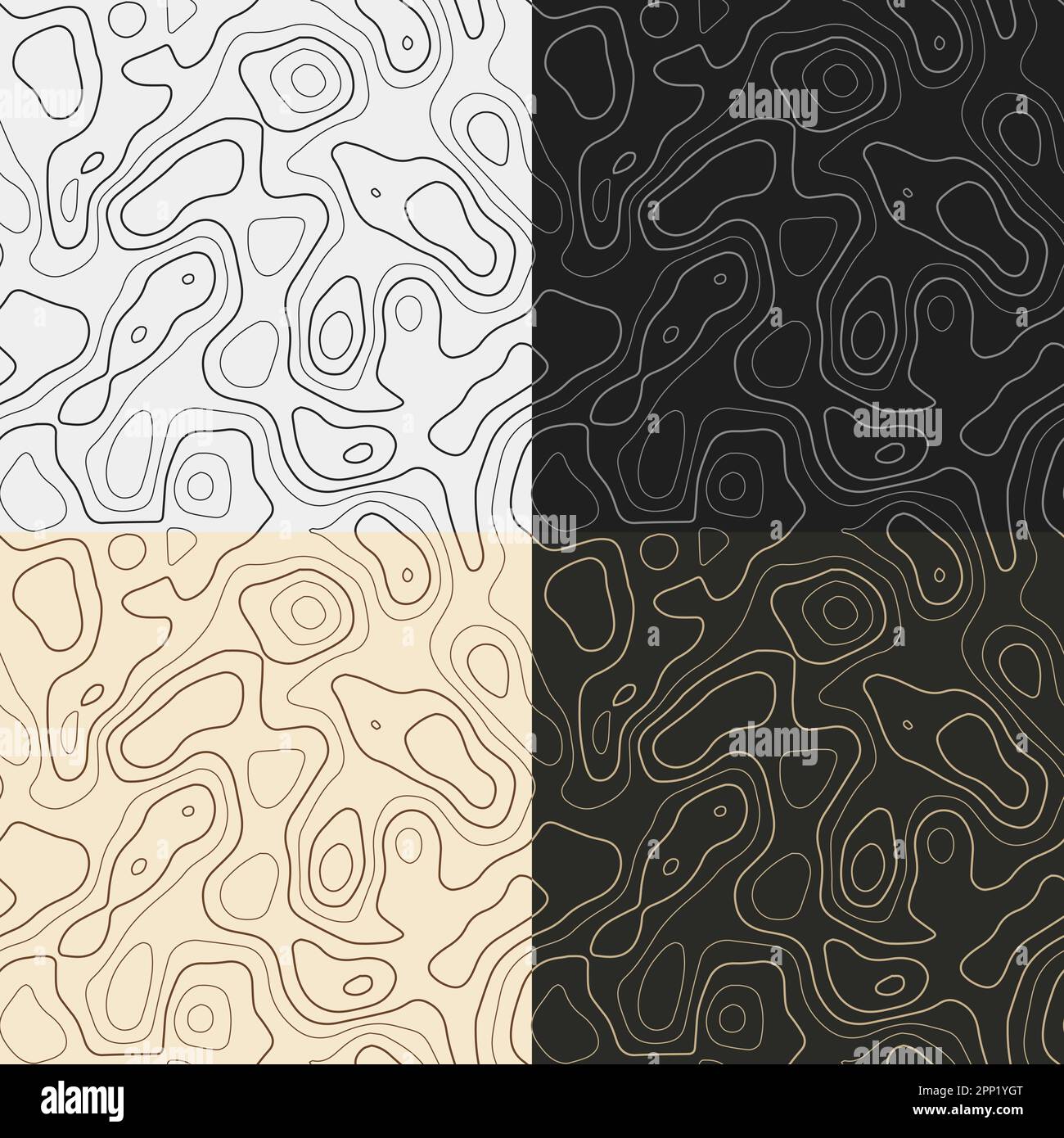 Topography patterns. Seamless elevation map tiles. Amazing isoline ...