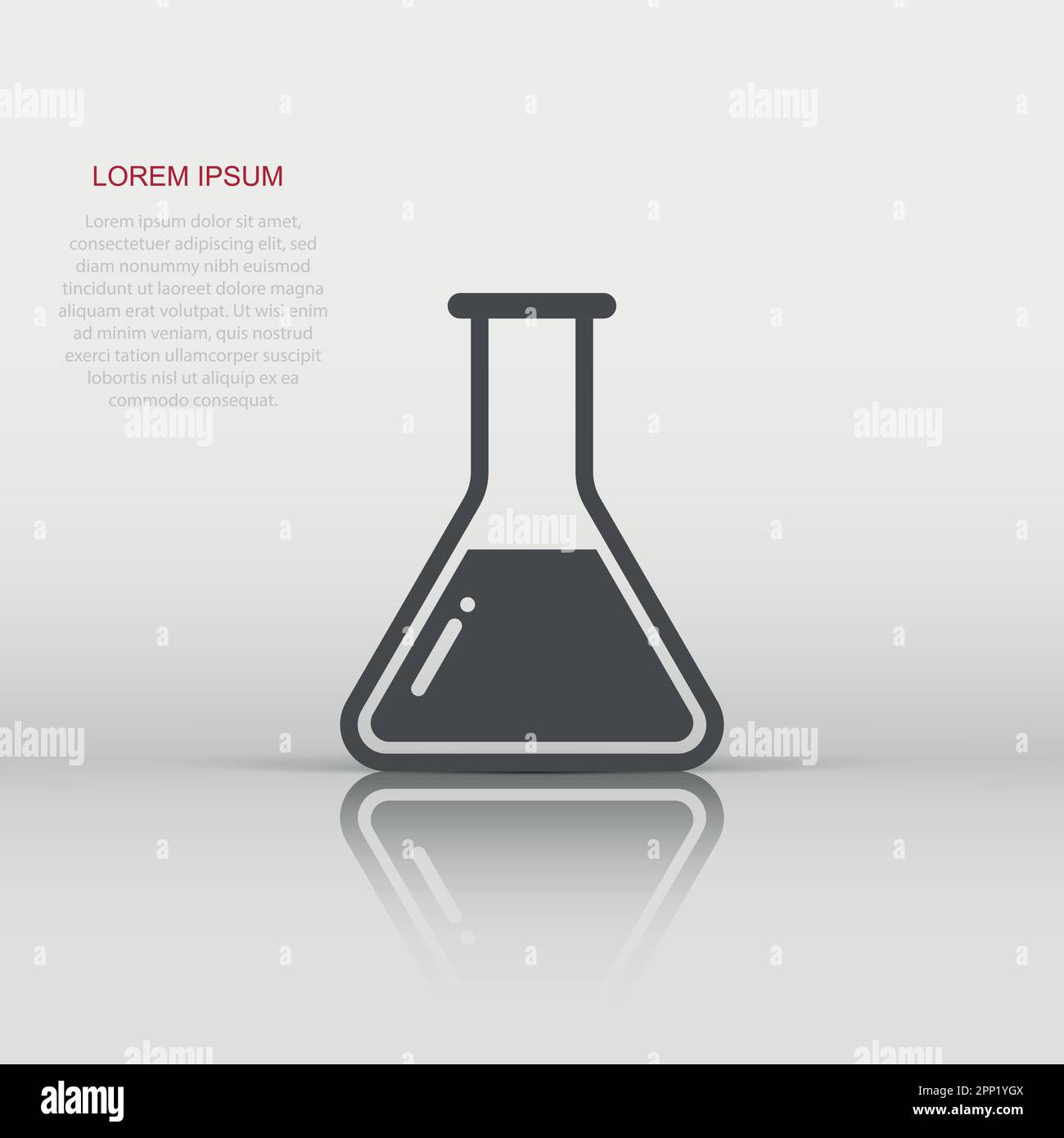 Vector chemical test tube icon in flat style. Laboratory glassware sign ...