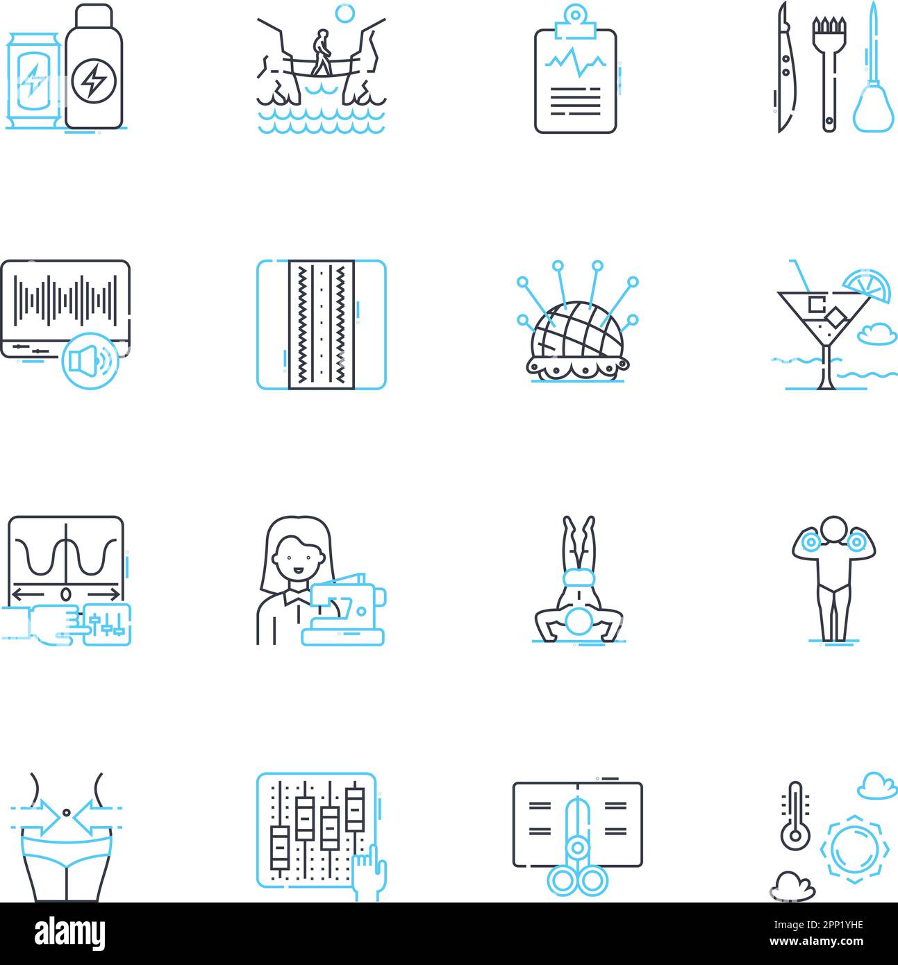 Training junkies linear icons set. Endurance, Stamina, Sweat ...