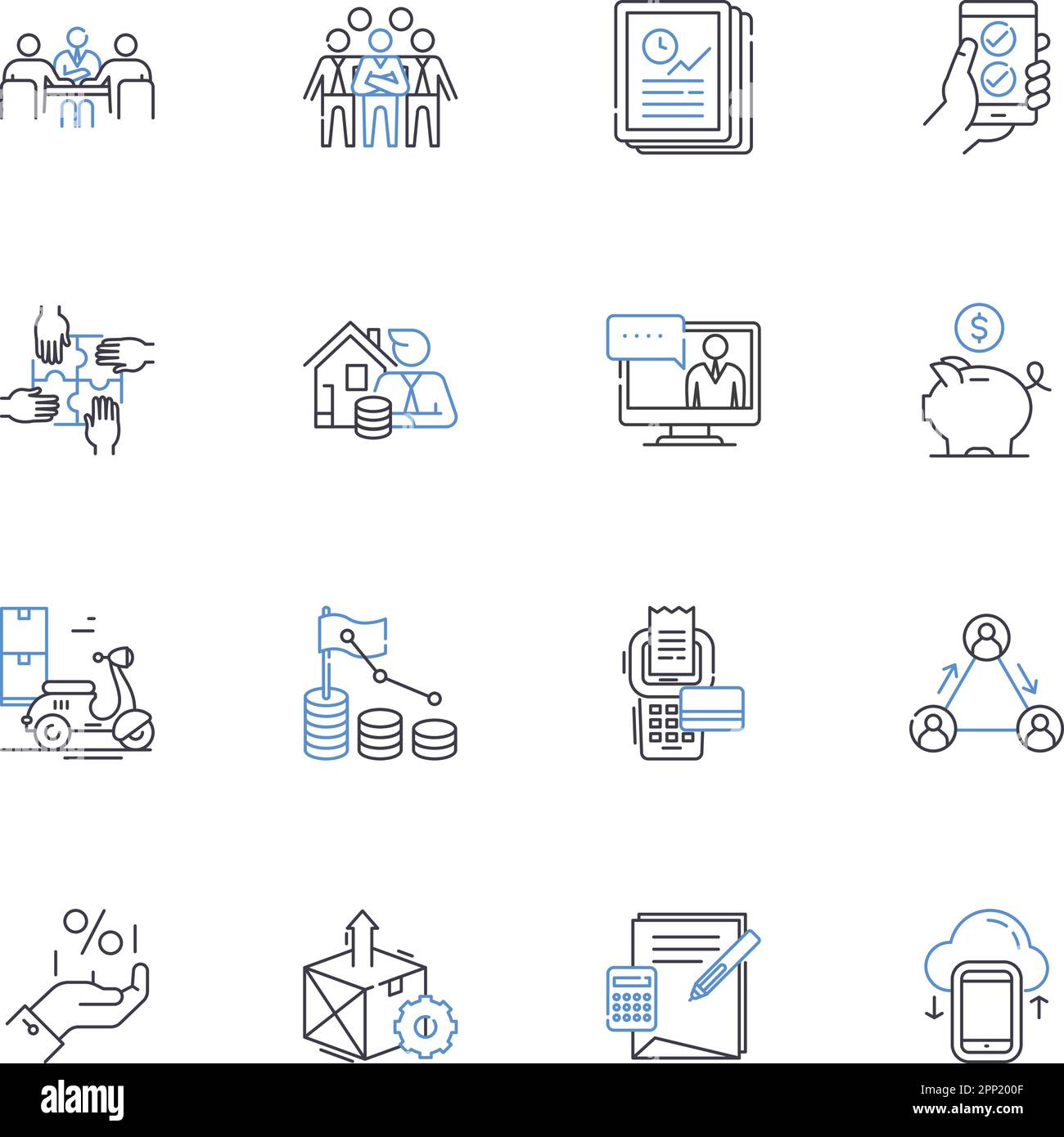 Lead Generation Line Icons Collection Prospecting Acquisition Conversion Database Contacts