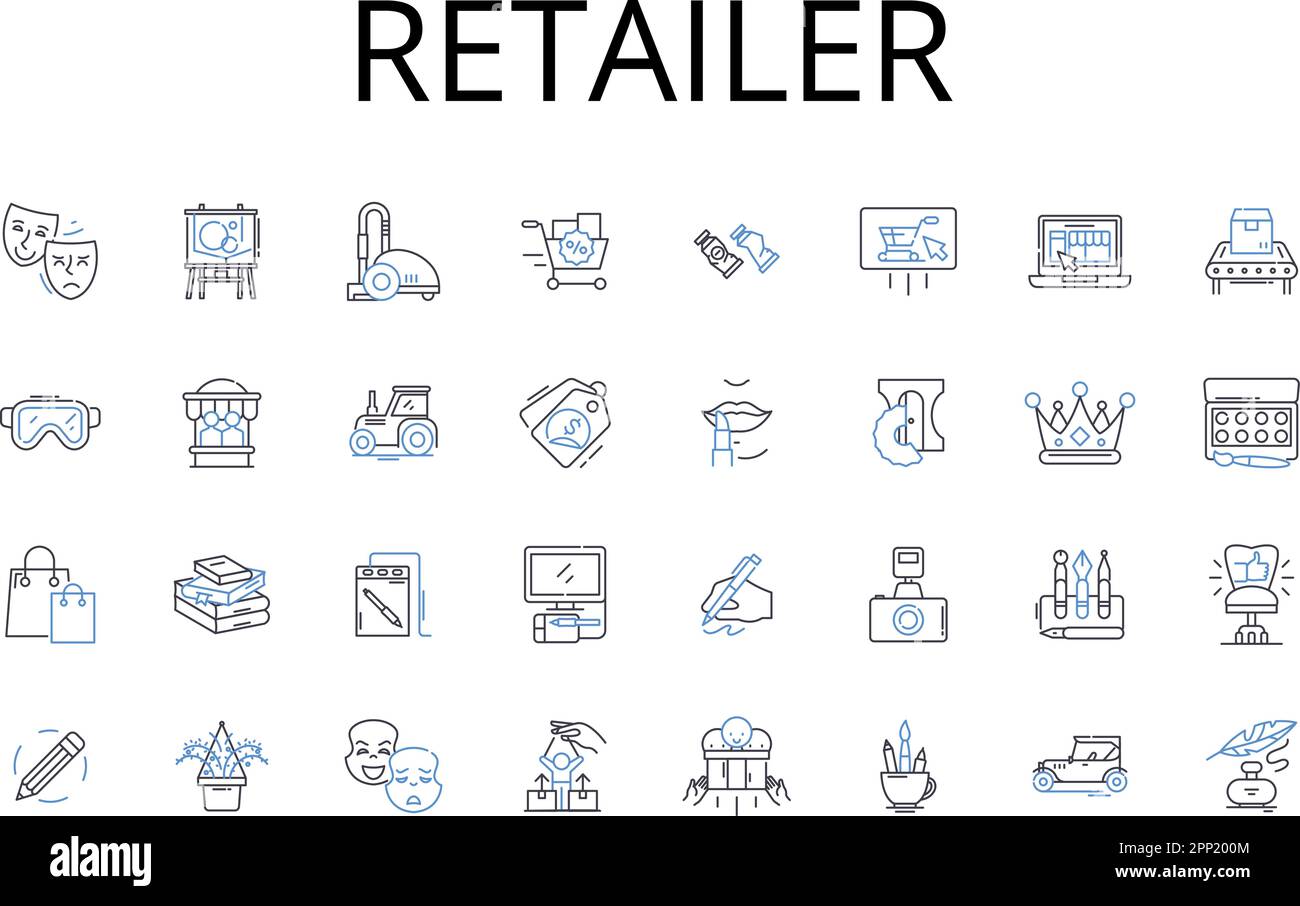 Retailer line icons collection. Shopkeeper, Merchant, Dealer, Vendor ...