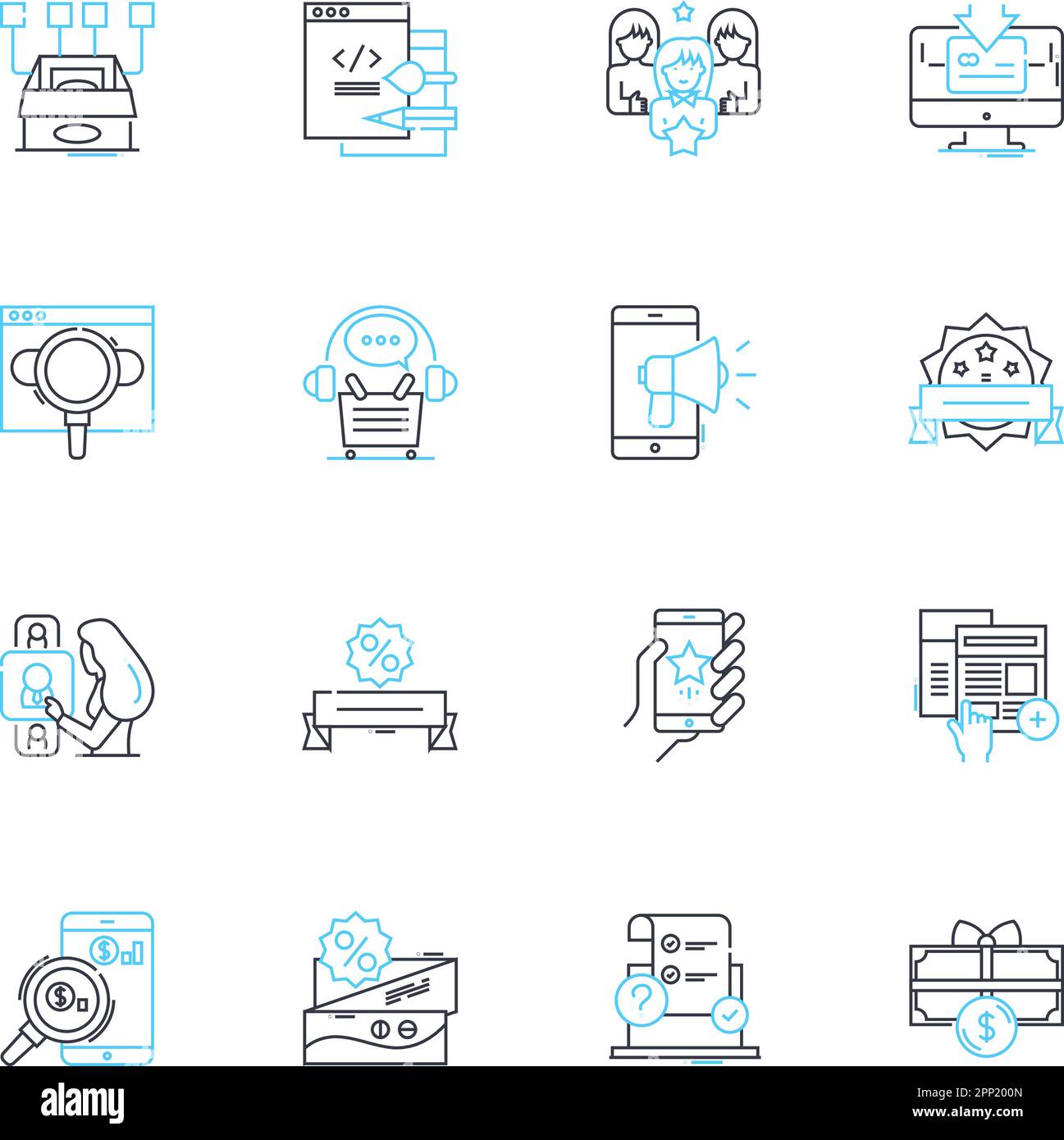 Social internet linear icons set. Community, Nerking, Communication, Engagement, Sharing ...