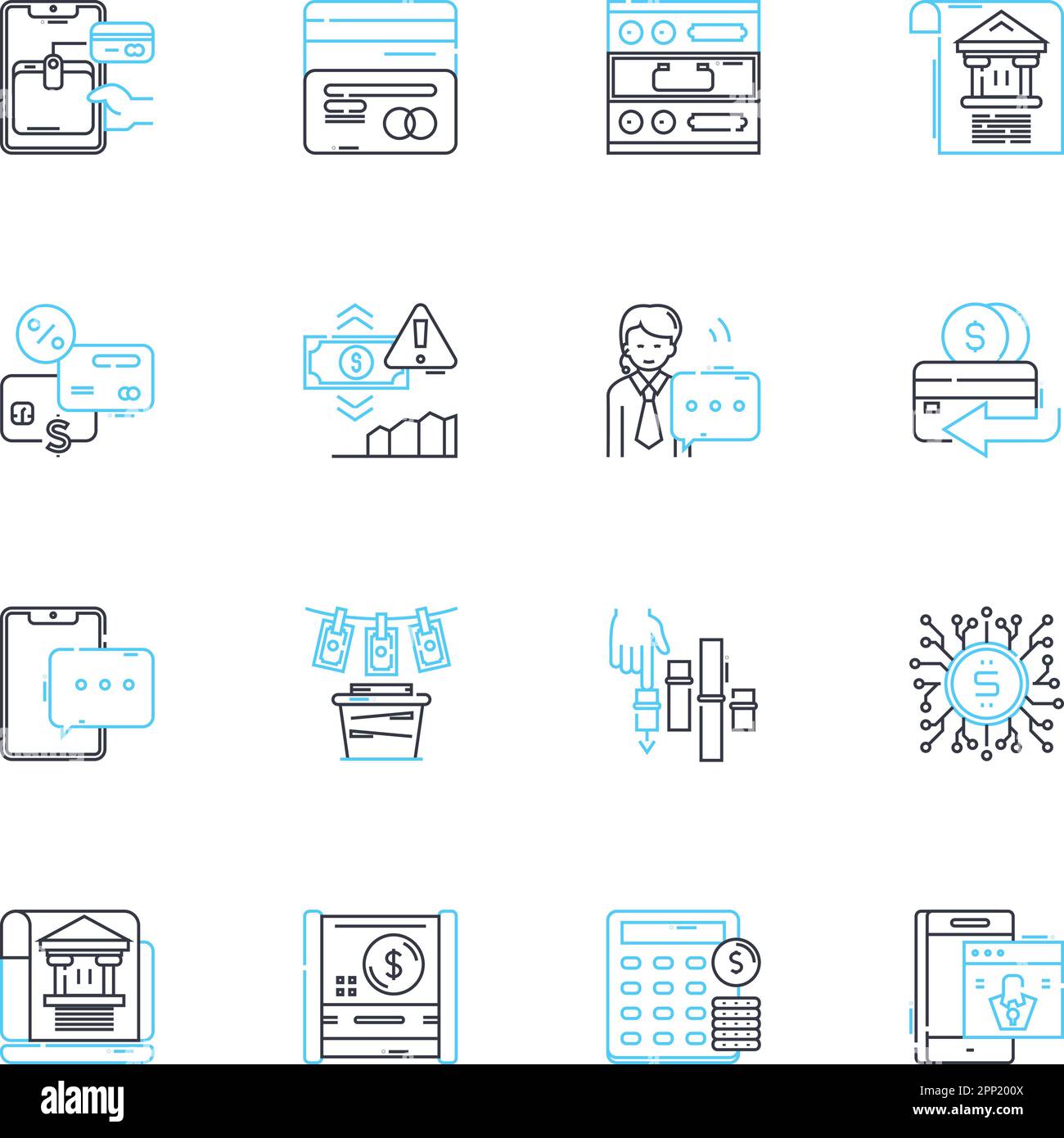 Asset Allocation Linear Icons Set Diversity Risk Allocation