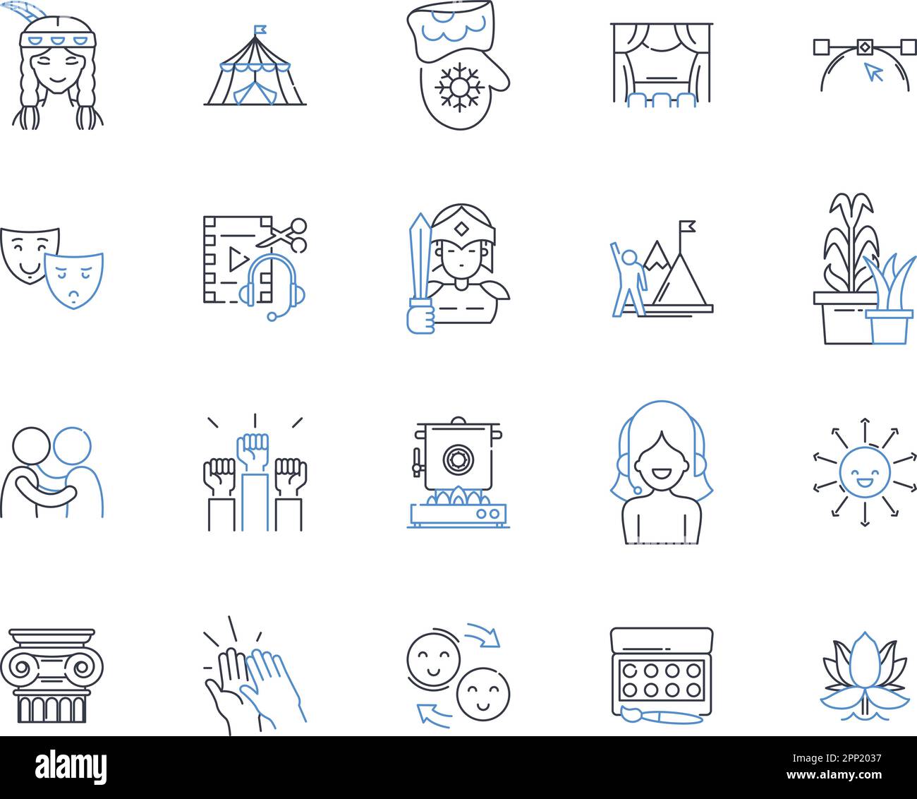 Extra-curricular line icons collection. Activities, Clubs, Athletics ...