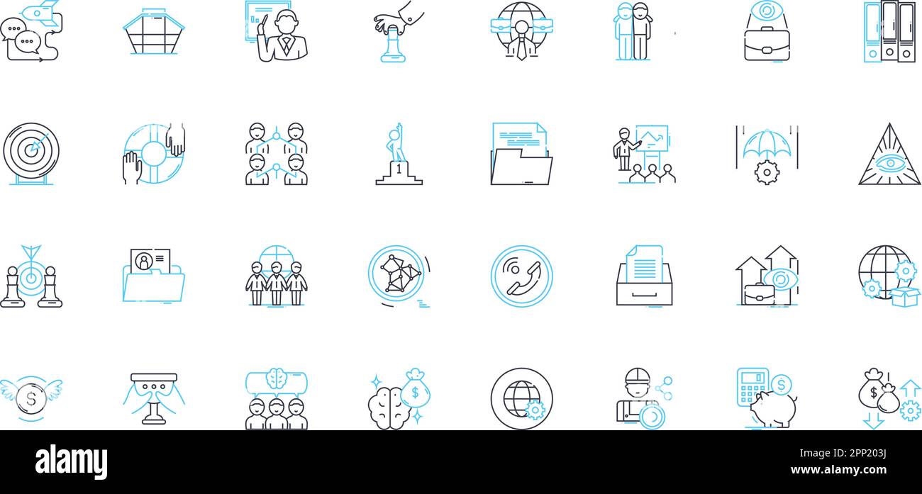 Executive Mogul linear icons set. Success, Leadership, Fortune ...