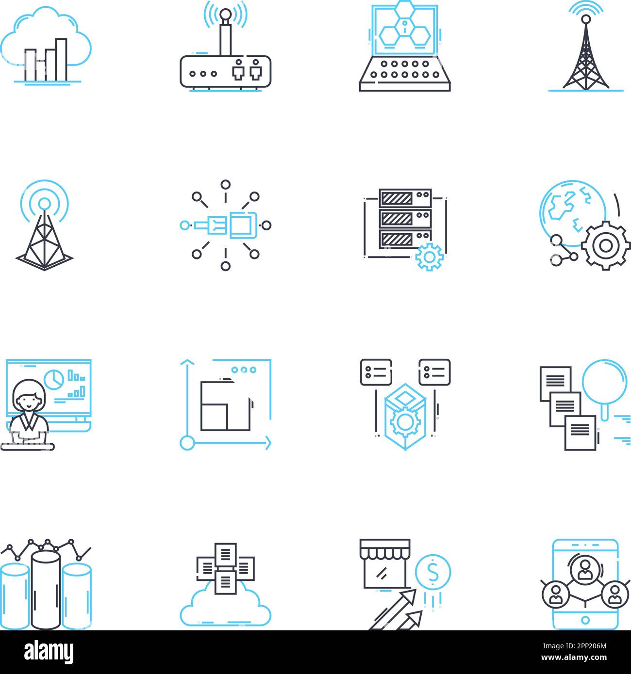 Robotic Process Automation Linear Icons Set Automation Efficiency Artificial Intelligence