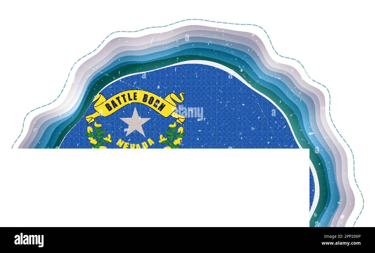 Nevada flag in frame. Badge of the US state. Layered circular sign ...